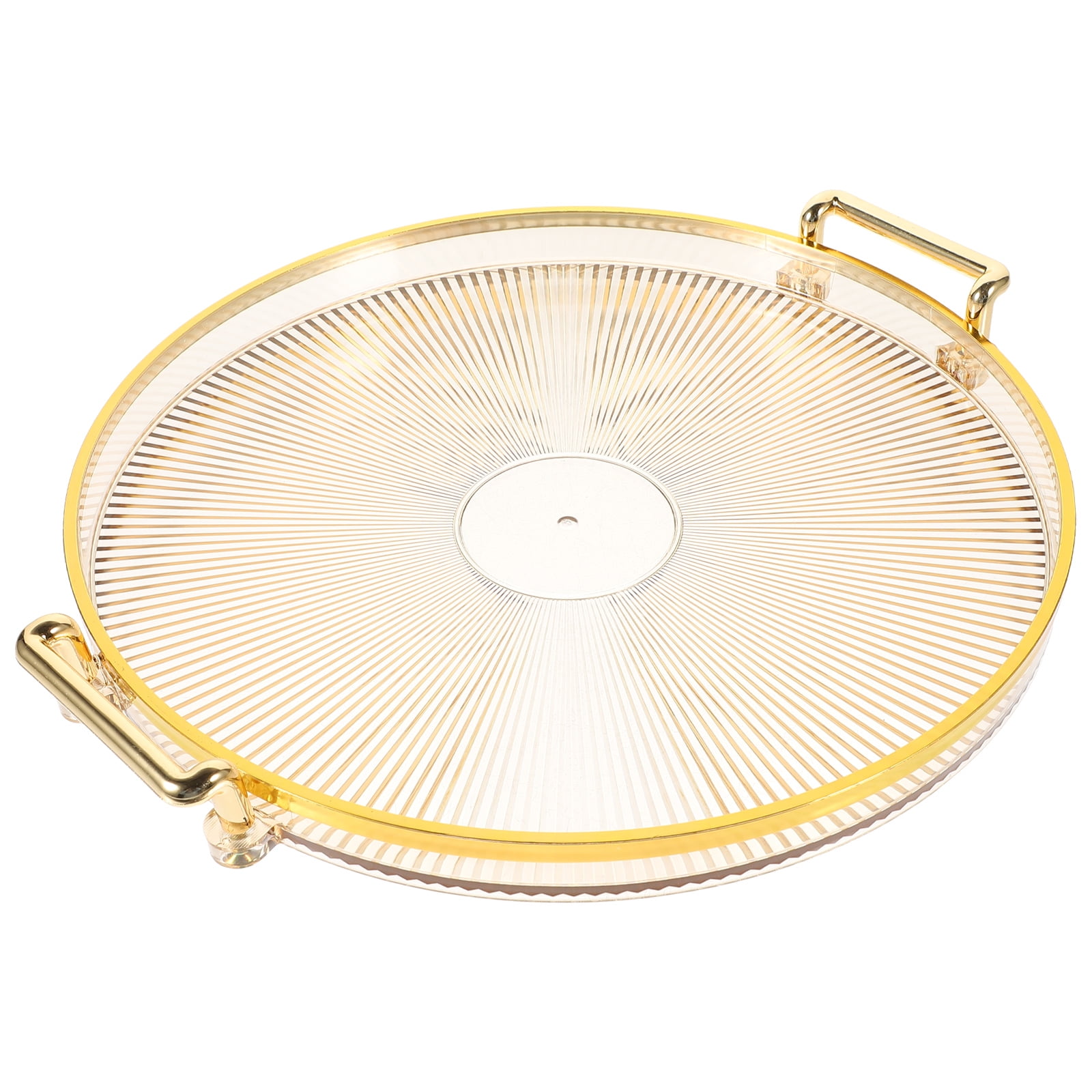 Meijiashe Round Plastic Serving Tray with Handles for Decor and Dining ...
