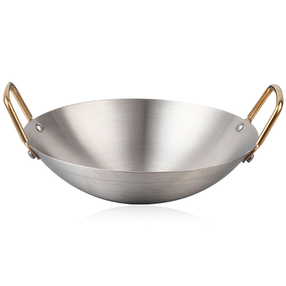 Meijiashe Stainless Steel Camping Wok Pan with Double Handle (24cm ...