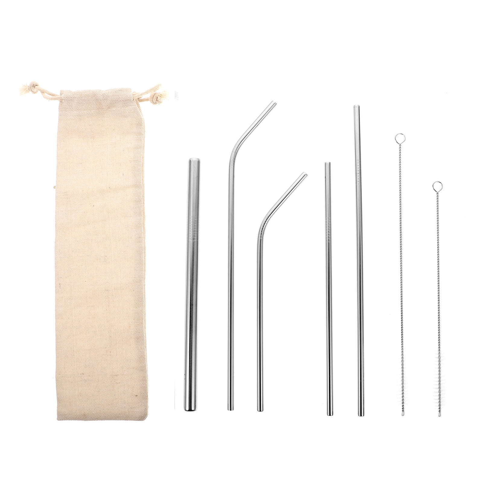 Meijiashe Stainless Steel Reusable Metal Drinking Straws Set With Boba ...