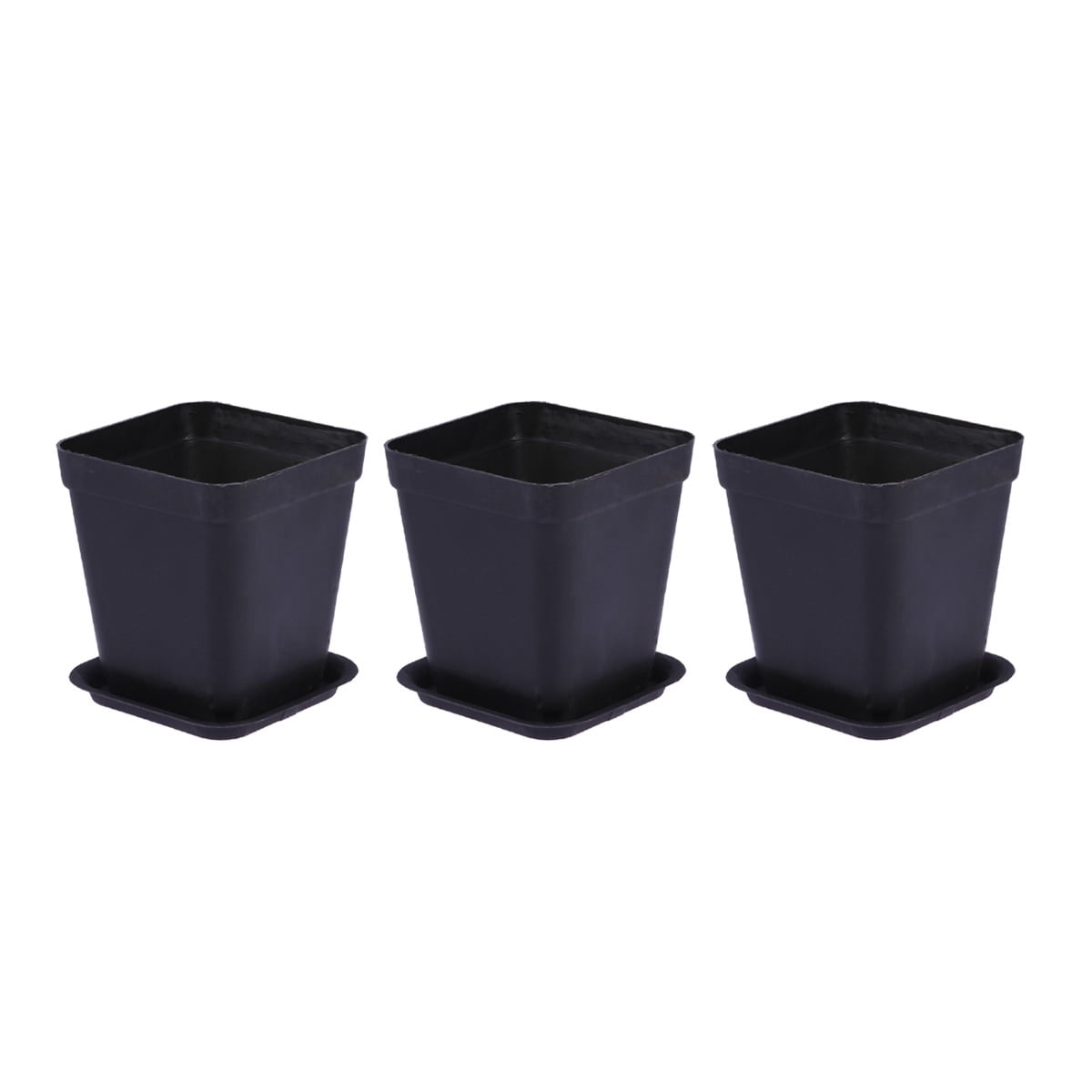 Meijiashe Thicken Flower Pots Square Planters Pot, 3 Sets Black Small ...
