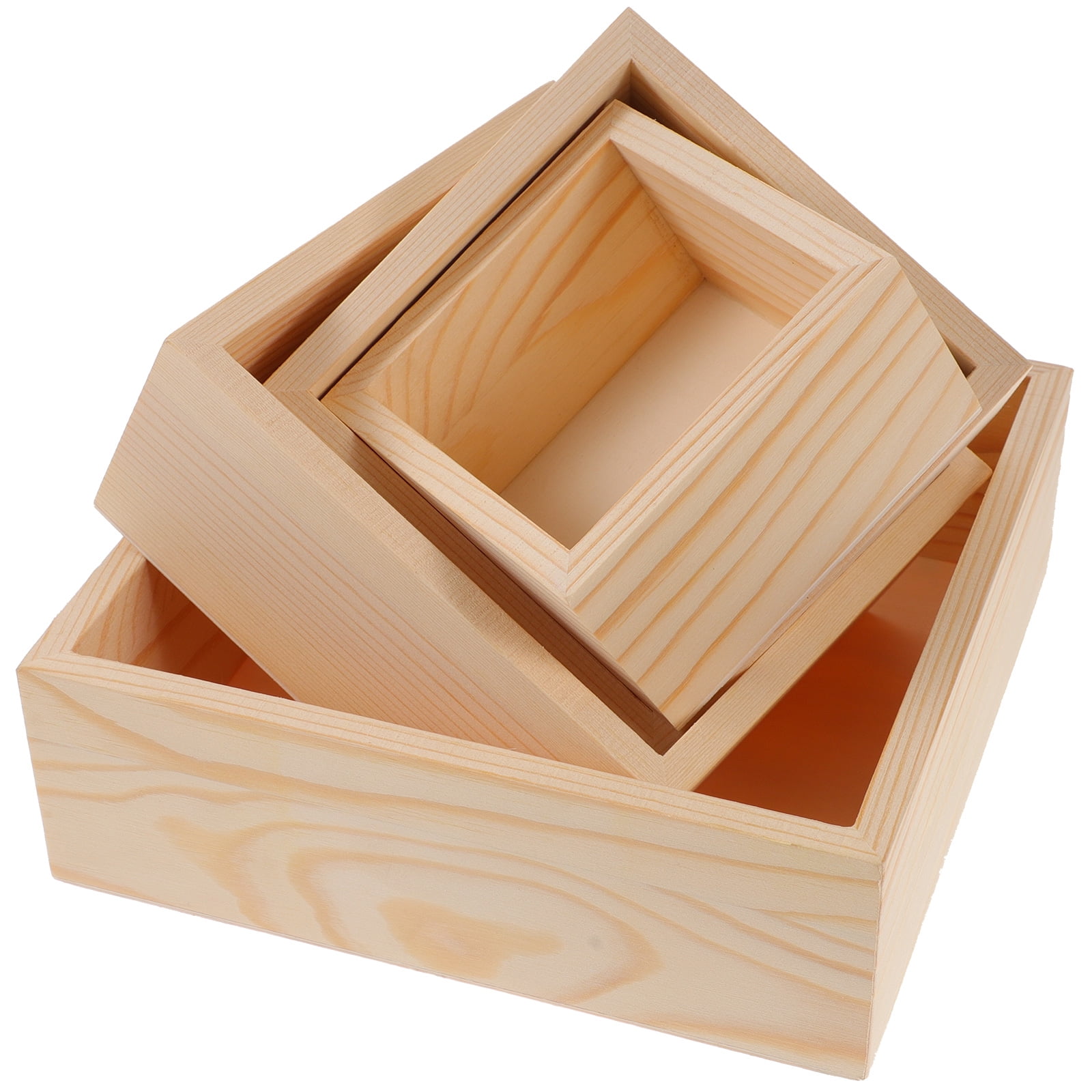 Meijiashe Unfinished Wood Craft Organizer - 4 Small Boxes for DIY ...