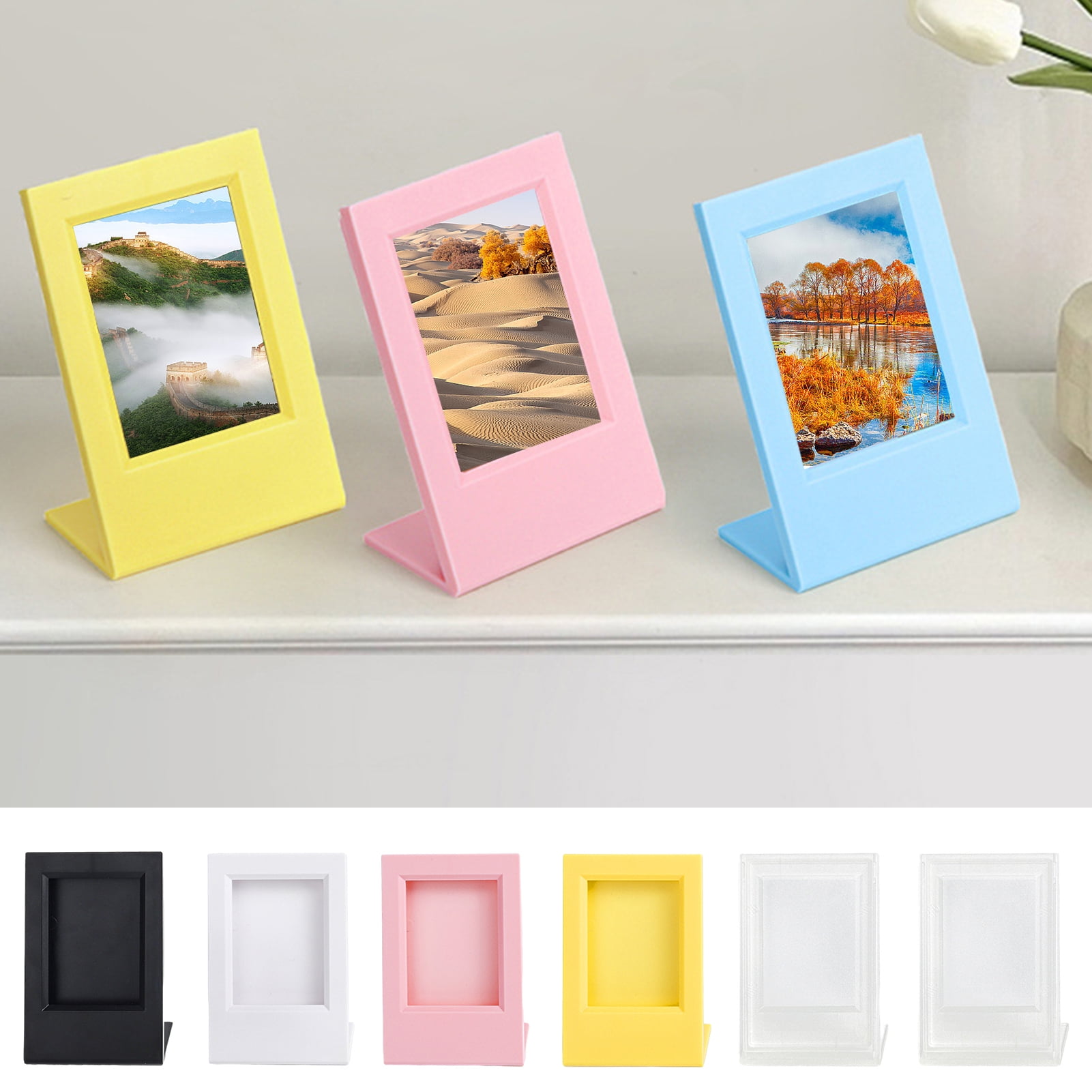 Meijuhuga 2 Pcs 3 Inch Photo Frame Free-standing L-Shaped Photo Storage ...