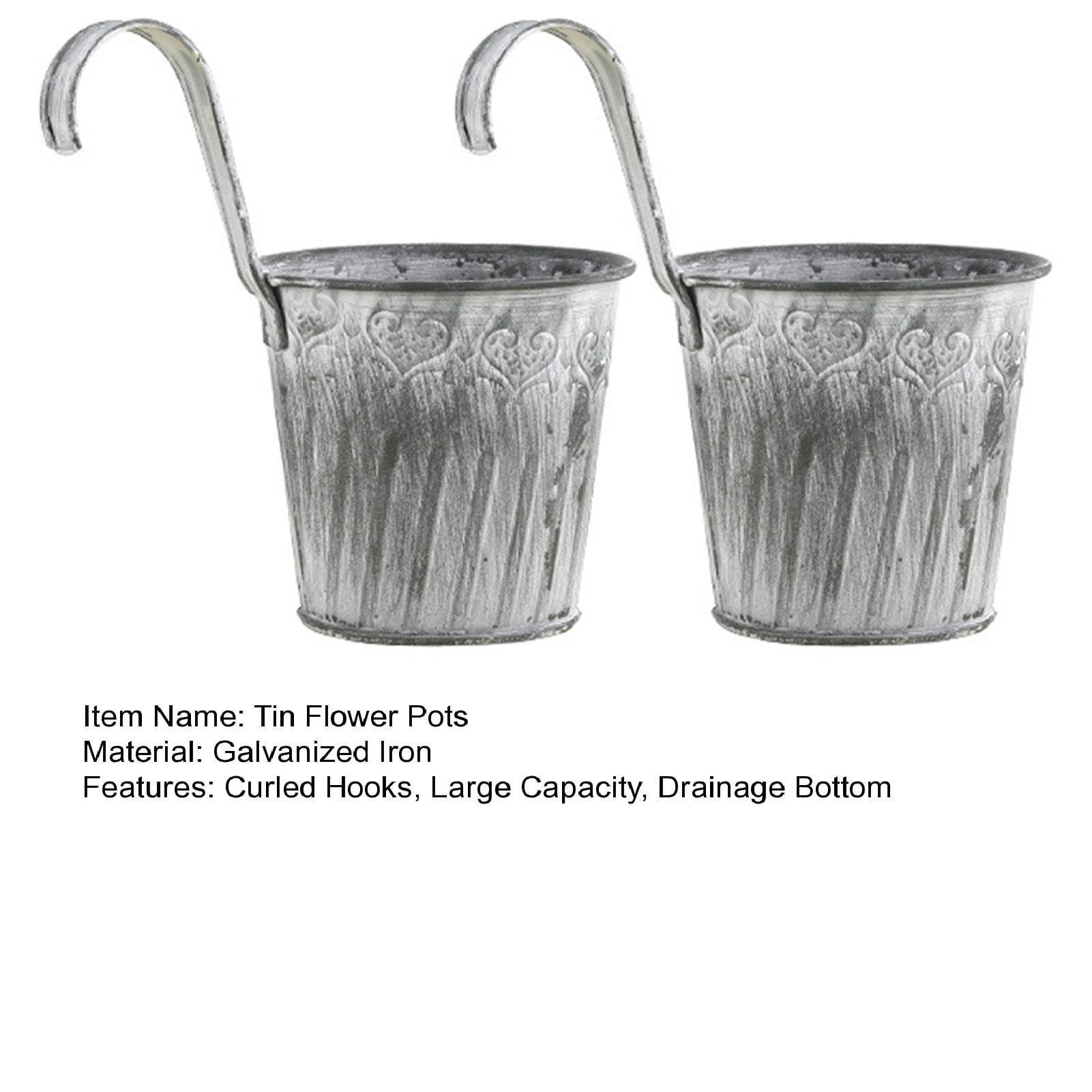 Meijuhuga 4 Pcs Tin Flower Pots Large Capacity Cultivate Deep Old Style ...