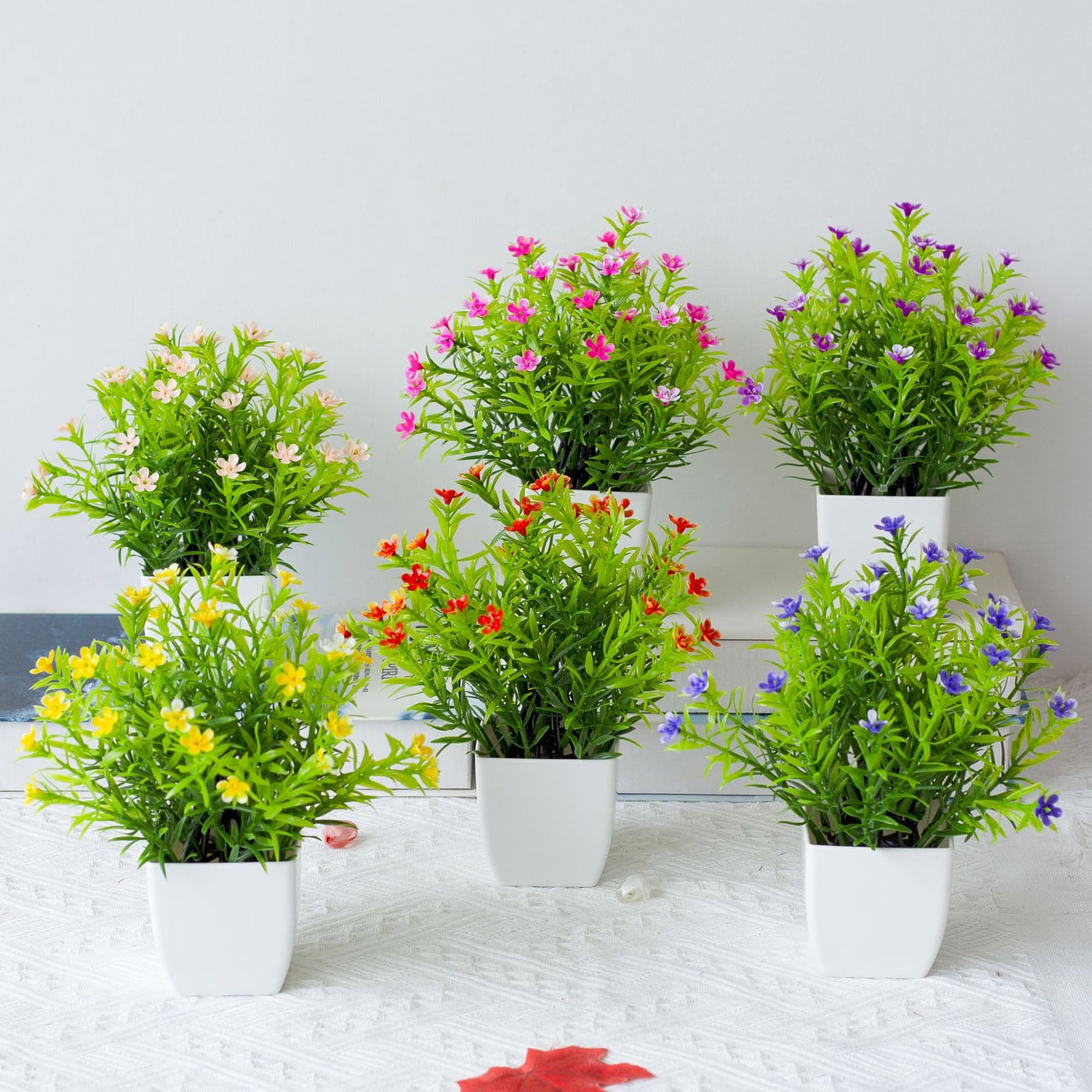 Meijuhuga Artificial Potted Plant Mini Anti-Fade Easy Care Realistic No ...