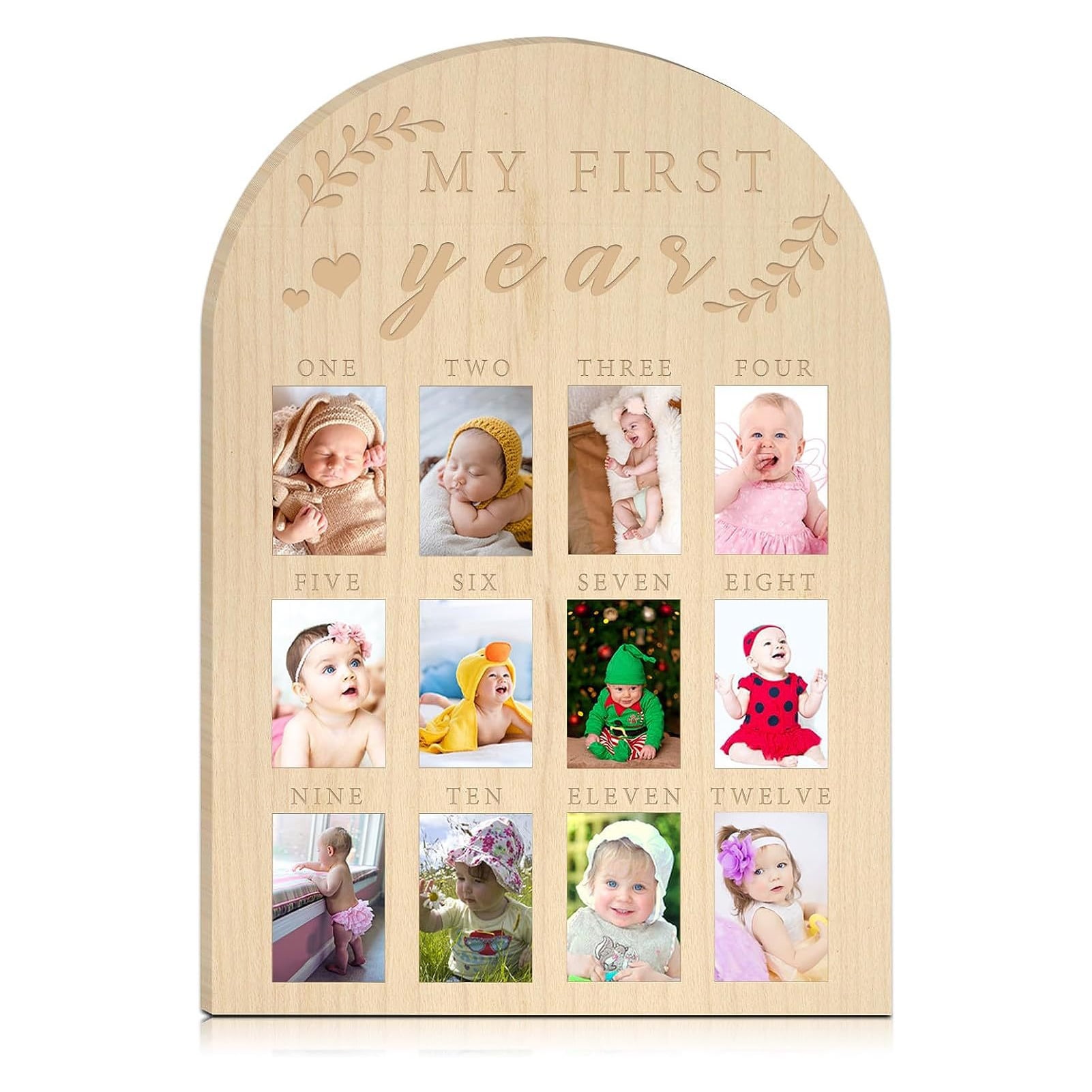 Meijuhuga Baby First Year Milestone Photo Frame Rustic Wood Newborn ...