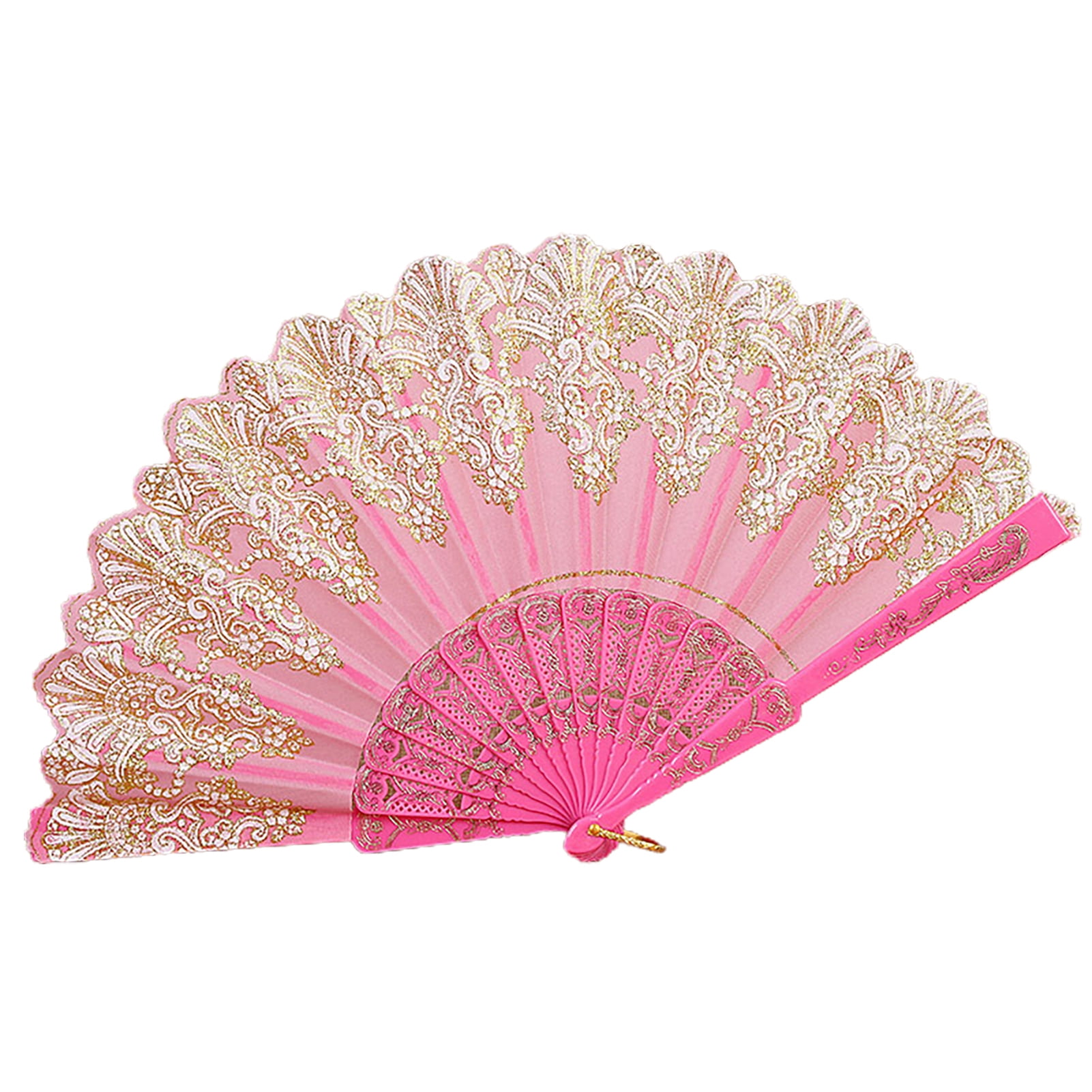 Meijuhuga Folding Hand Fan Vintage Hand held Fan Flower Patterns Fabric ...