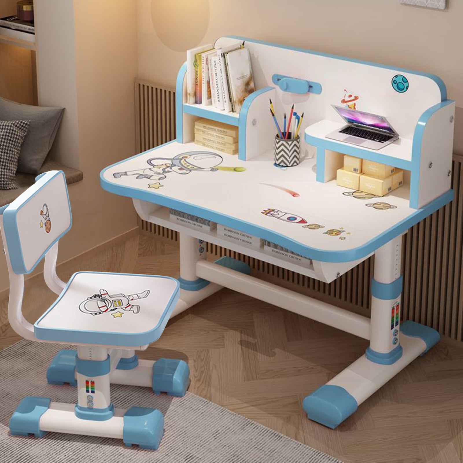 Meijuhuga Kids Functional Desk and Chair Set,Children Study Table Chair ...
