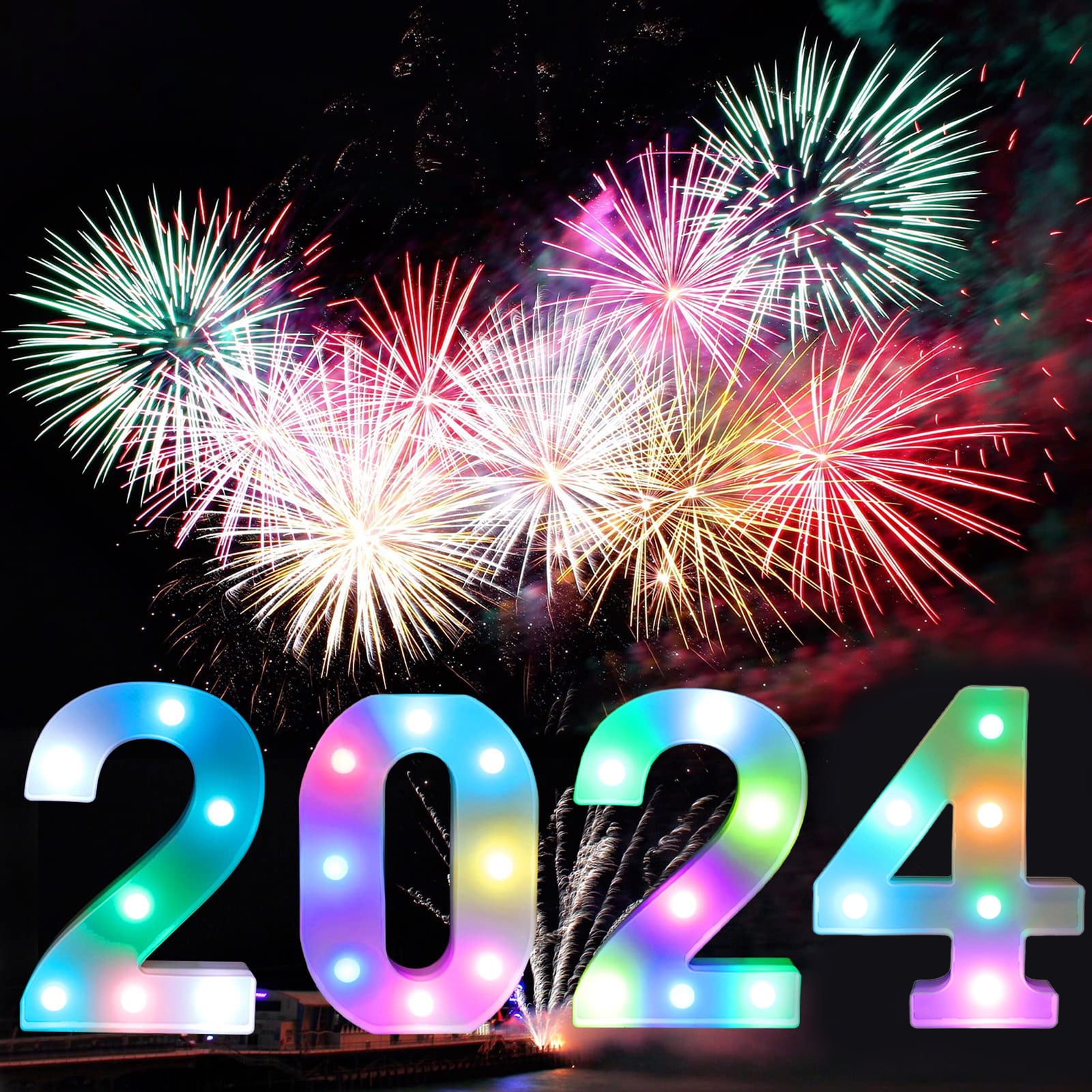 Meijuhuga LED Number Lights Colorful with Remote 4 Flashing Modes ...