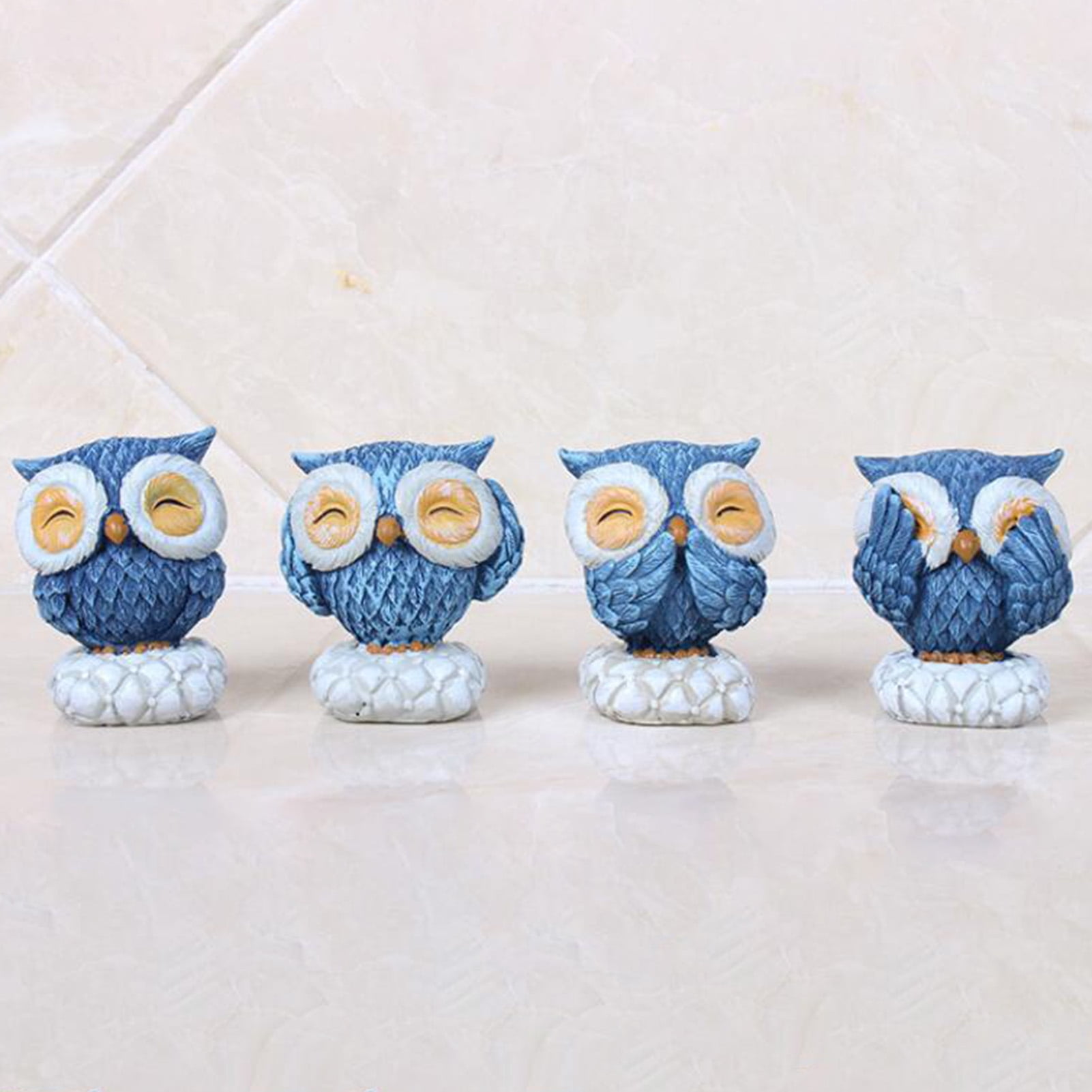Meijuhuga Owl Figurine Realistic Hand Painting Resin Stable Base Owl ...