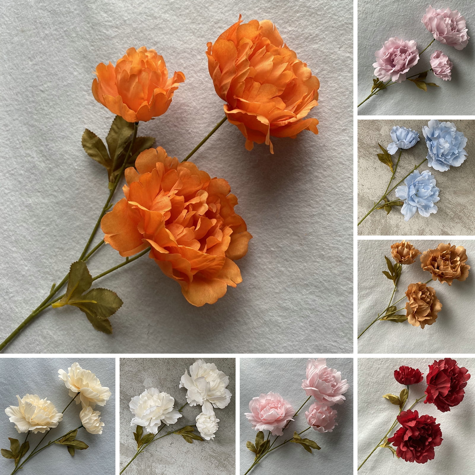 Meijuhuga Simulation Peony 3 Heads in One Realistic Faux Silk Flower ...