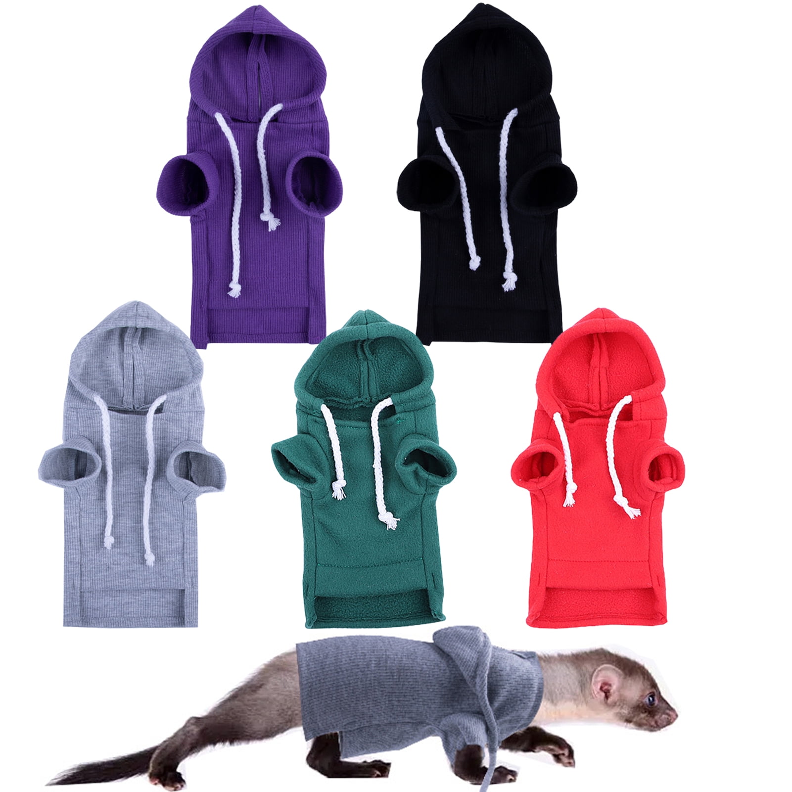 MeijuhugaF Cute Ferret Hoodie Solid Color Drawstring Hooded Sweatshirt Thick Fleece Foreleg ...