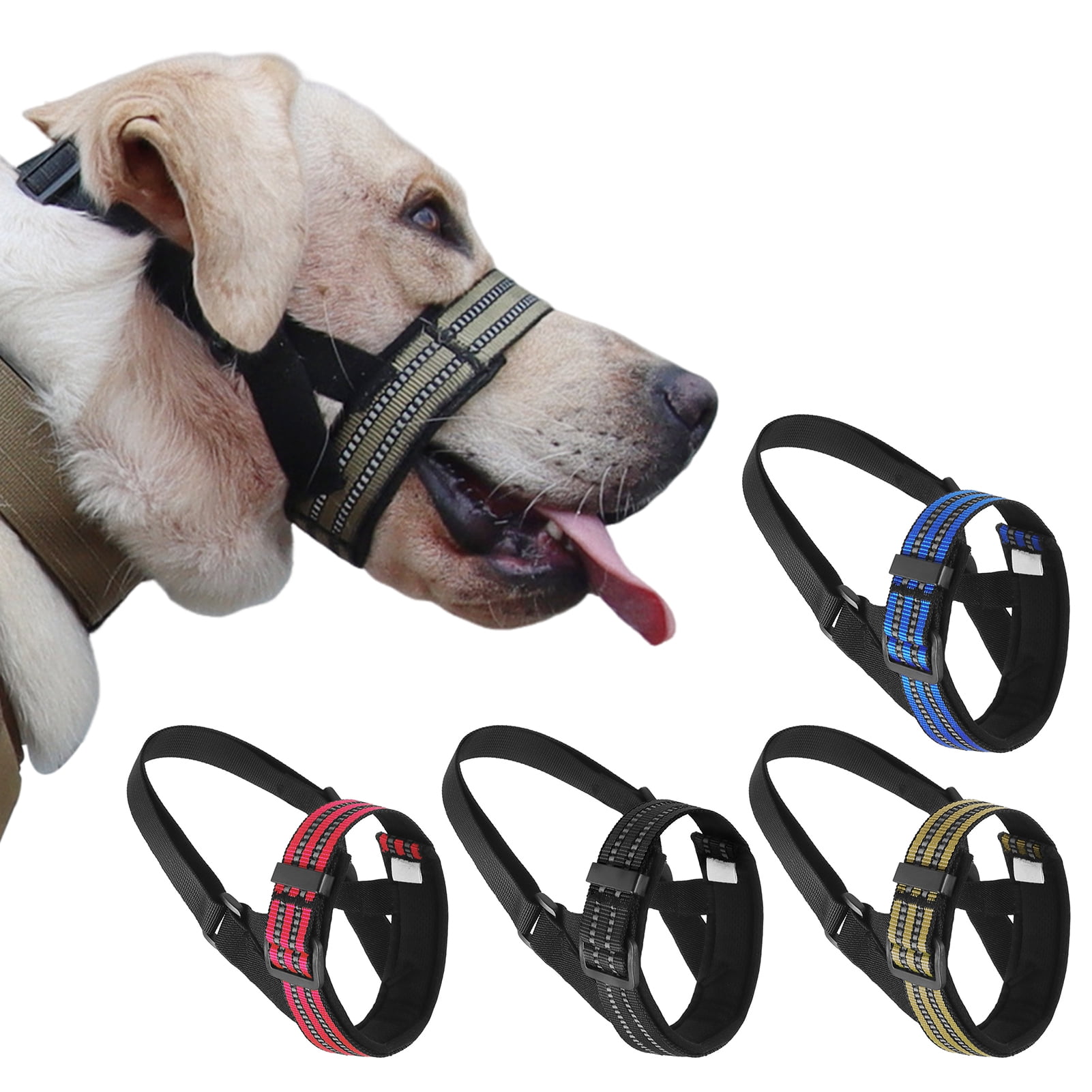 MeijuhugaF Dog Muzzle Adjustable Reflective Dog Halter Comfortable Easy ...