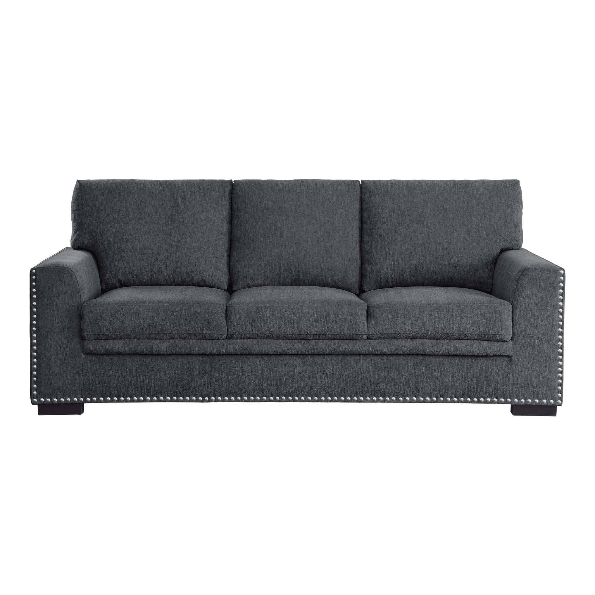 Meil 84 Inch Sofa, Dark Gray Chenille, Nailhead Trim, Track Style Arms ...