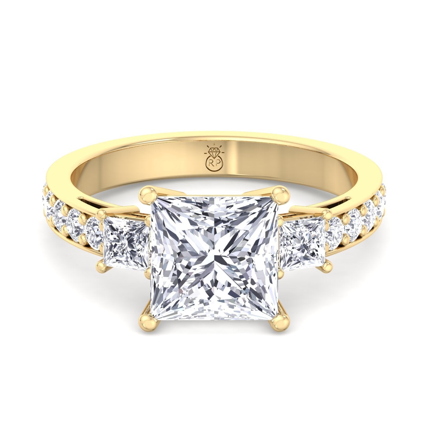 Meilani - Moissanite Princess Cut Lab Diamond Engagement Ring with ...
