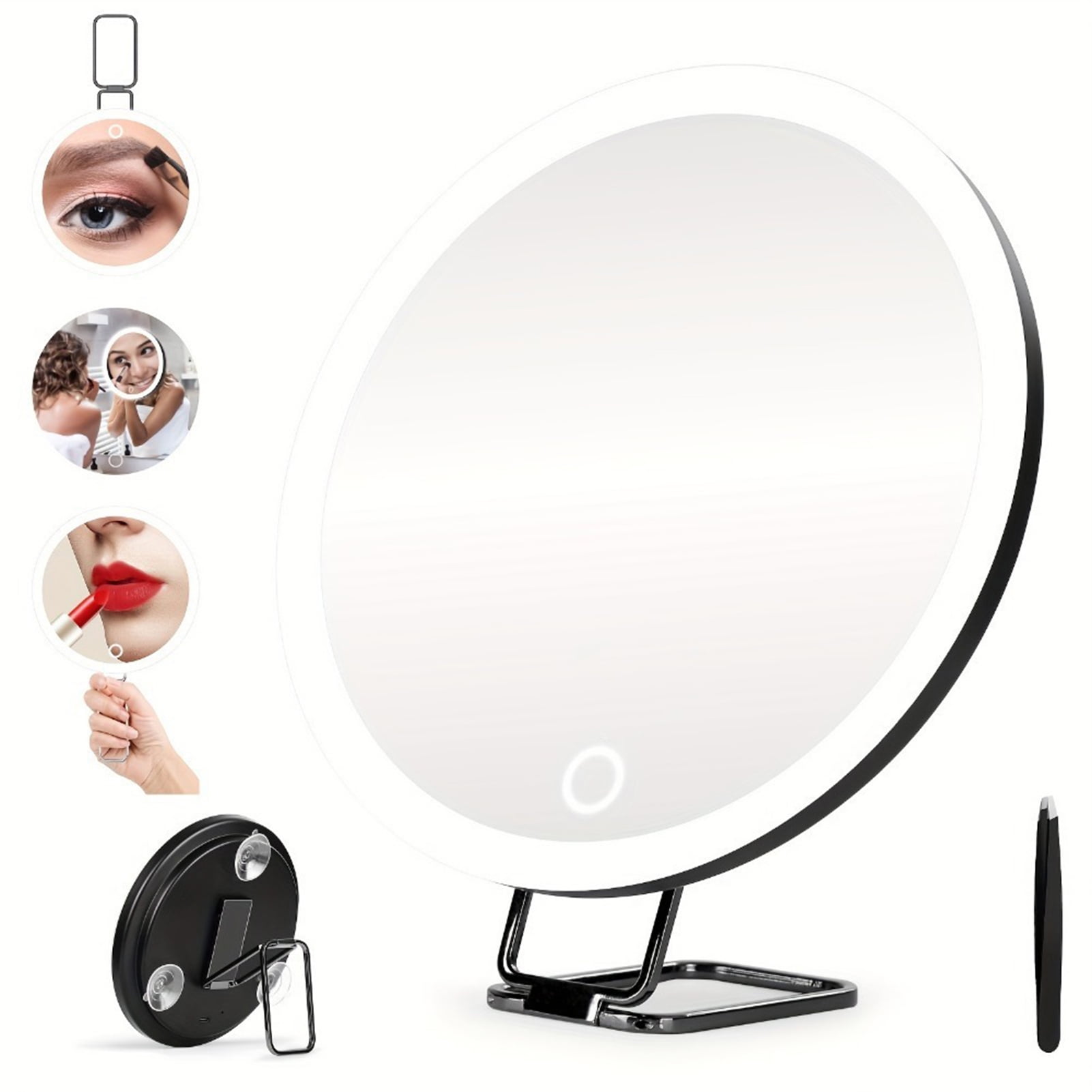 Meileang 10/20/30X Magnifying Mirror with LED Light Tweezers 360 ...