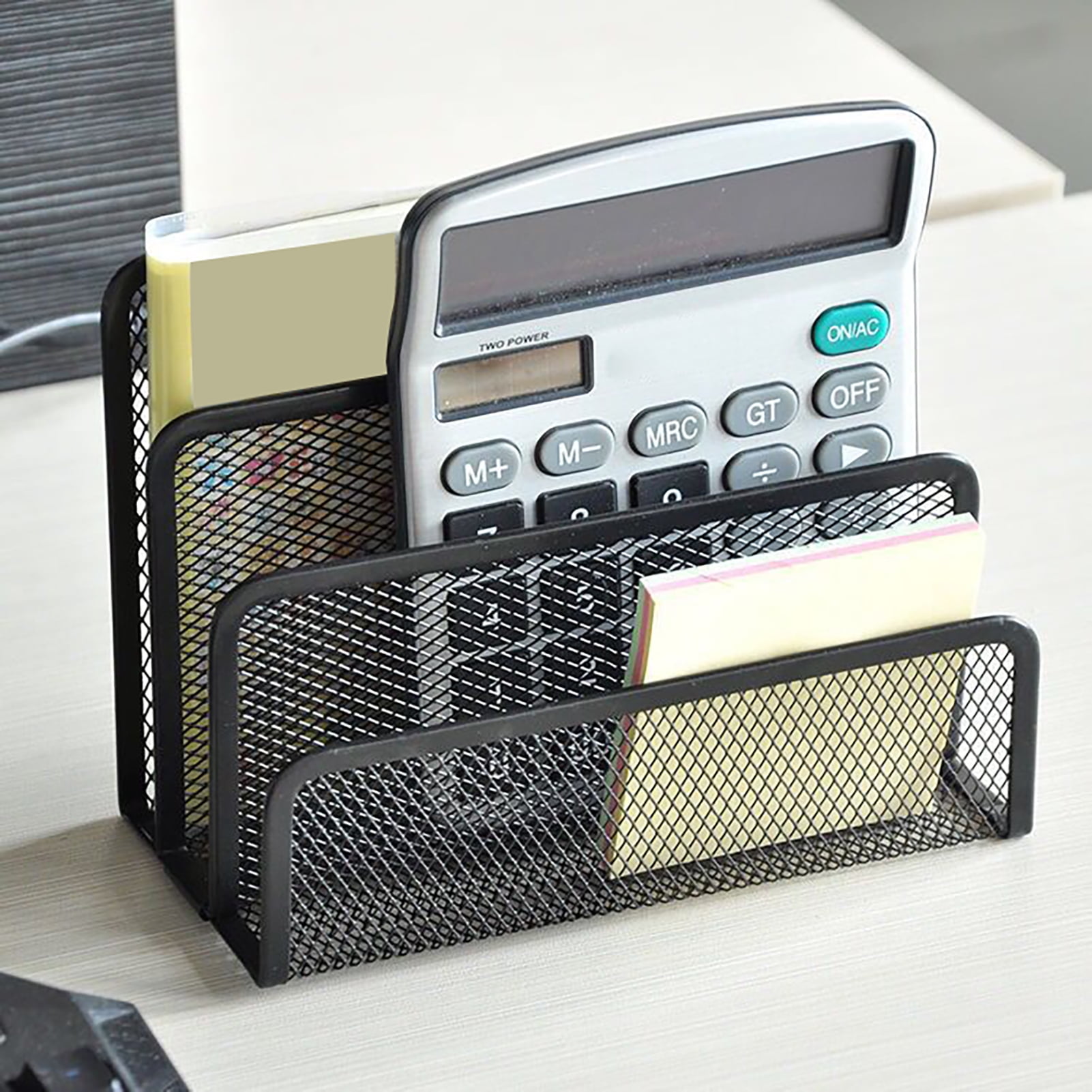 Meileang 3-Tier Desktop Stacking File Holder Black Metal Mesh Mail ...