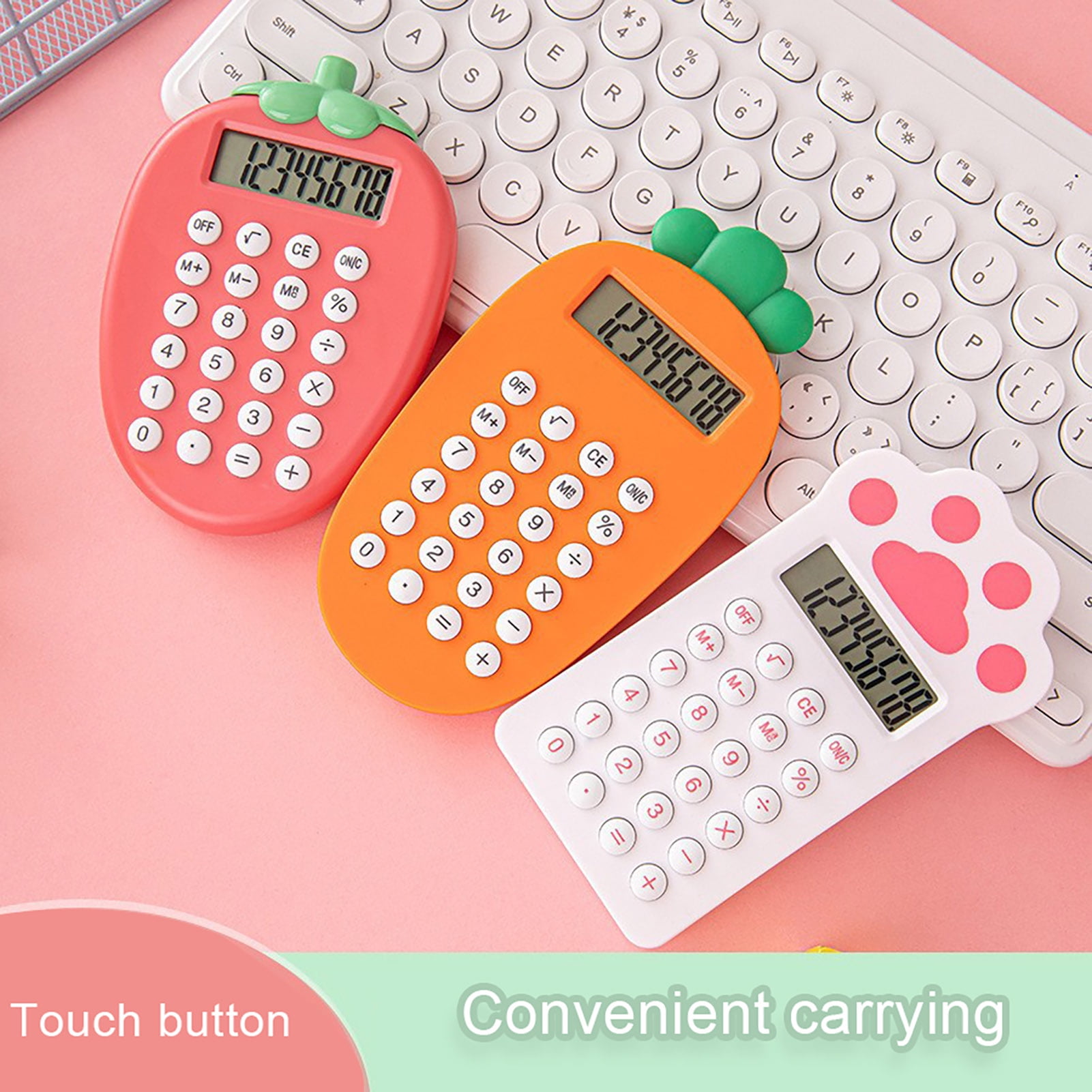 Meileang Calculator Cartoon Carrot Strawberry Cat Paw Shape Calculator ...