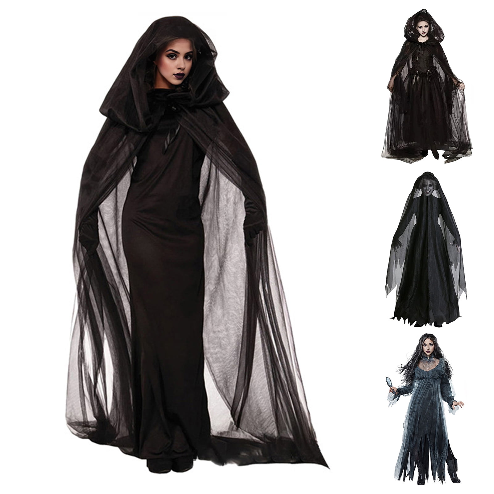 Meileang Halloween Costume Dark Witch Ghost Bride Women Dress Black ...