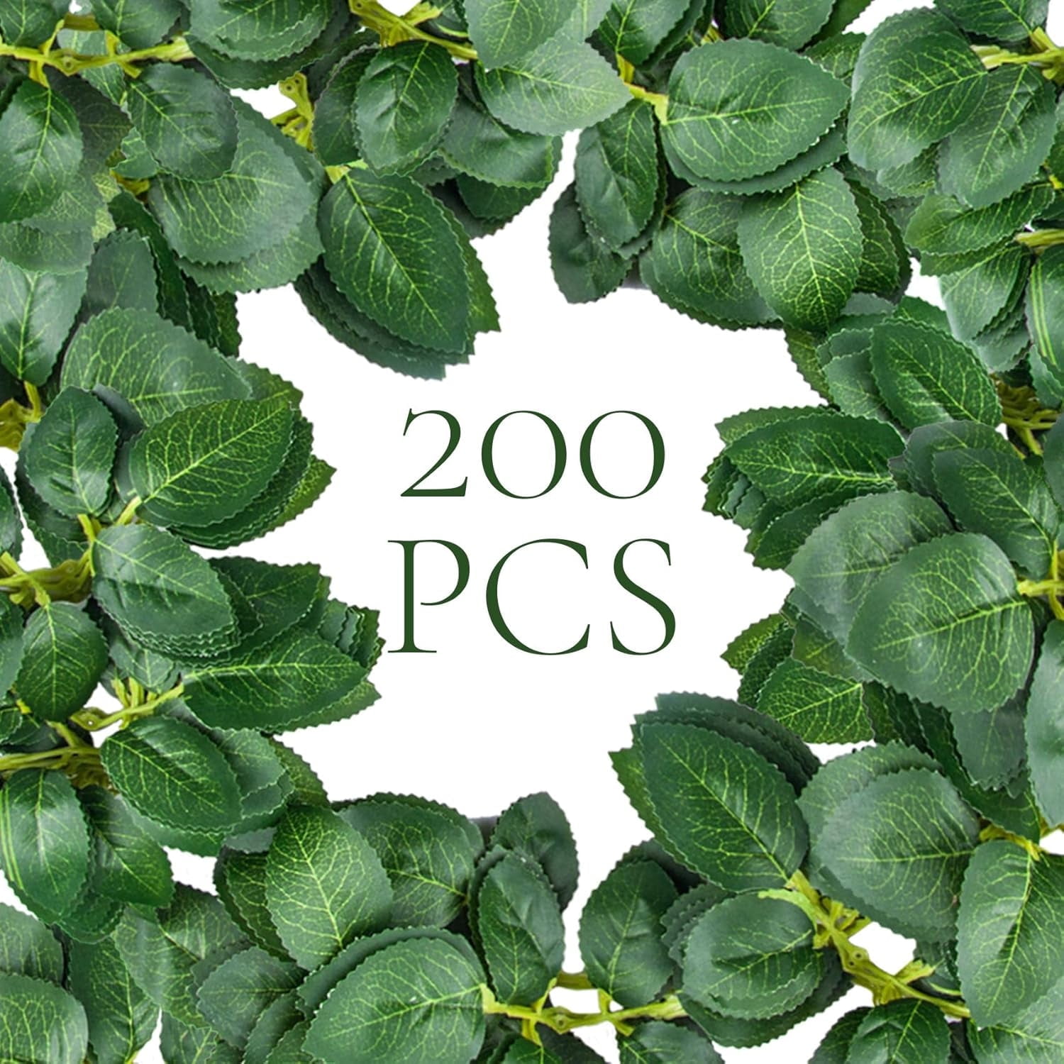 Meiliy 200pcs Bulk Rose Leaves Artificial Greenery Fake Rose Flower Leaves for DIY Wedding ...