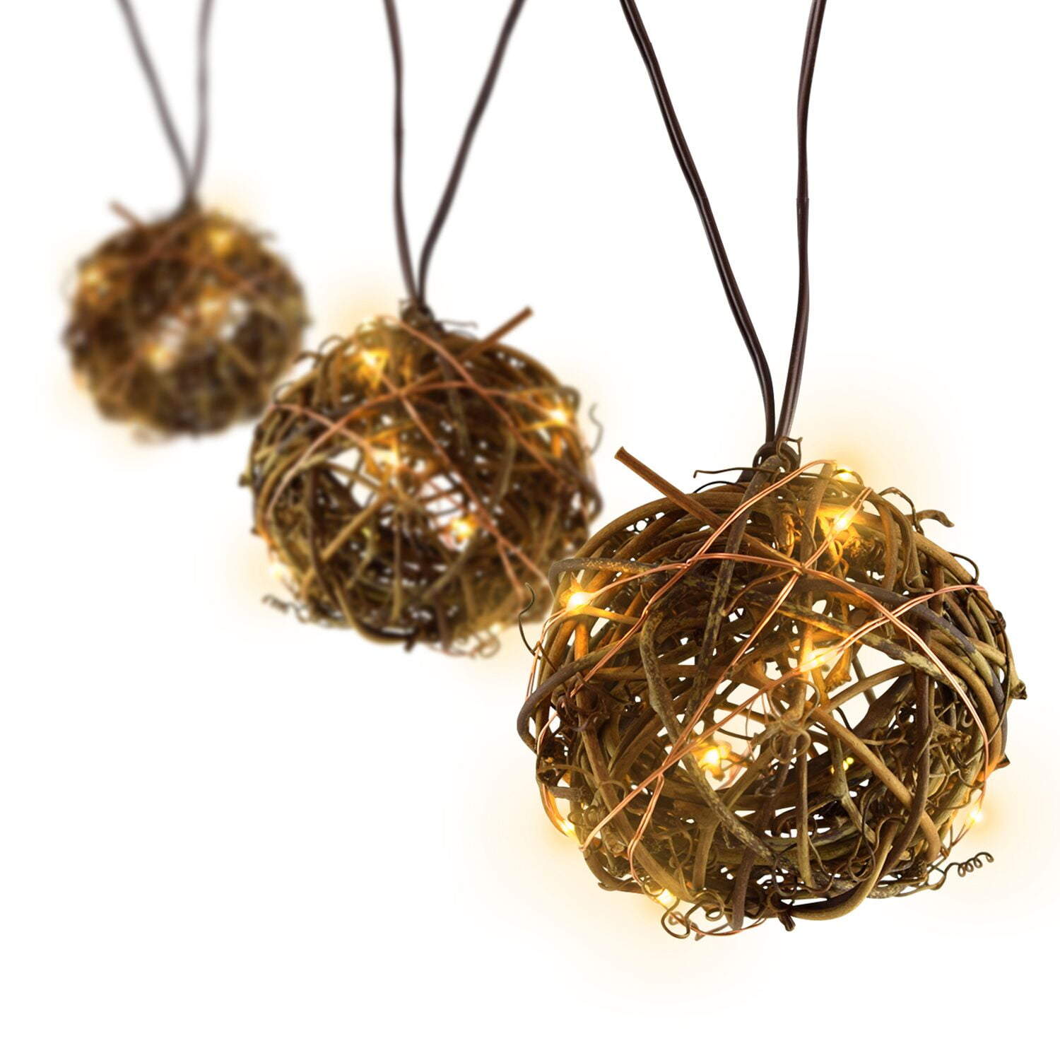 Meilo 12Ft Twig Orb String Lights - 6 Large Globes (3'' Diameter) G25 ...