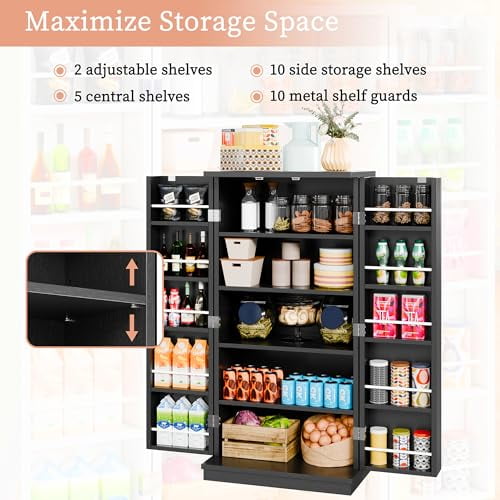 Meilocar 47in Kitchen Pantry Cabinet, Wood Kitchen Storage Pantry ...