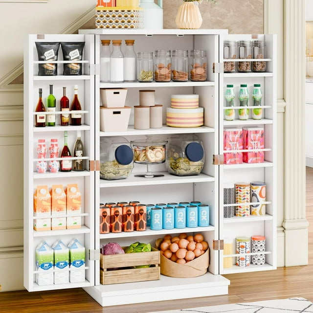 Meilocar Pantry Cabinet, 47in Wooden Kitchen Storage Cabinets ...