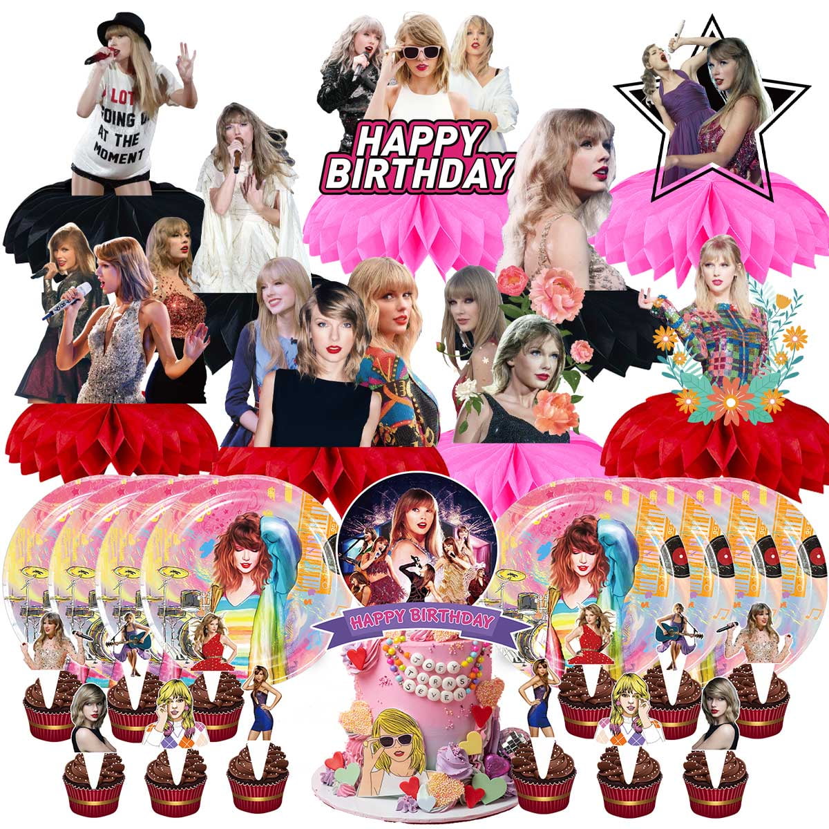 Meimei Party Supplies Decor Plates Fans Decorations Honeycomb ...