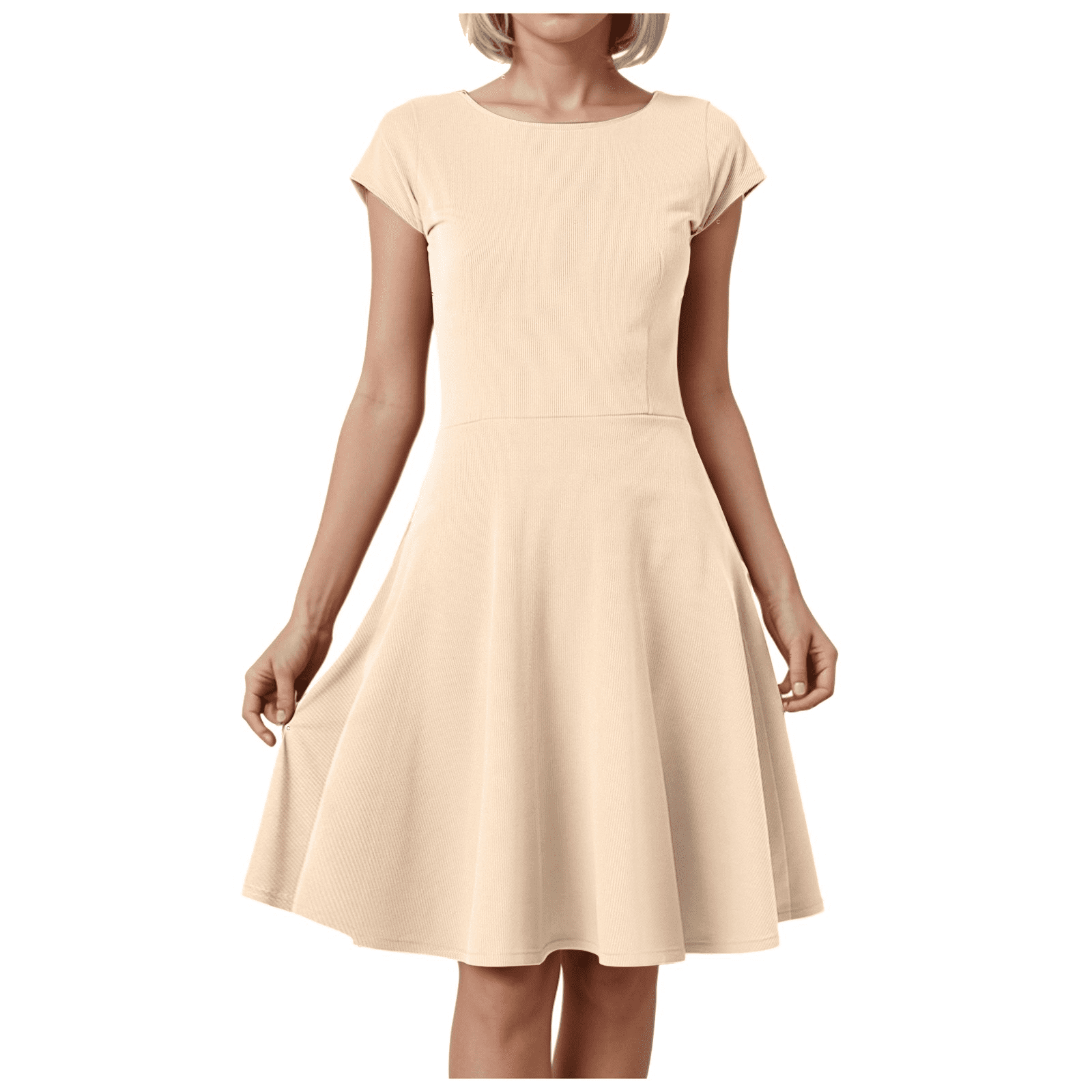 Meiodtion Dresses for Women Petite Crew Neck Short Sleeve Length Spring ...
