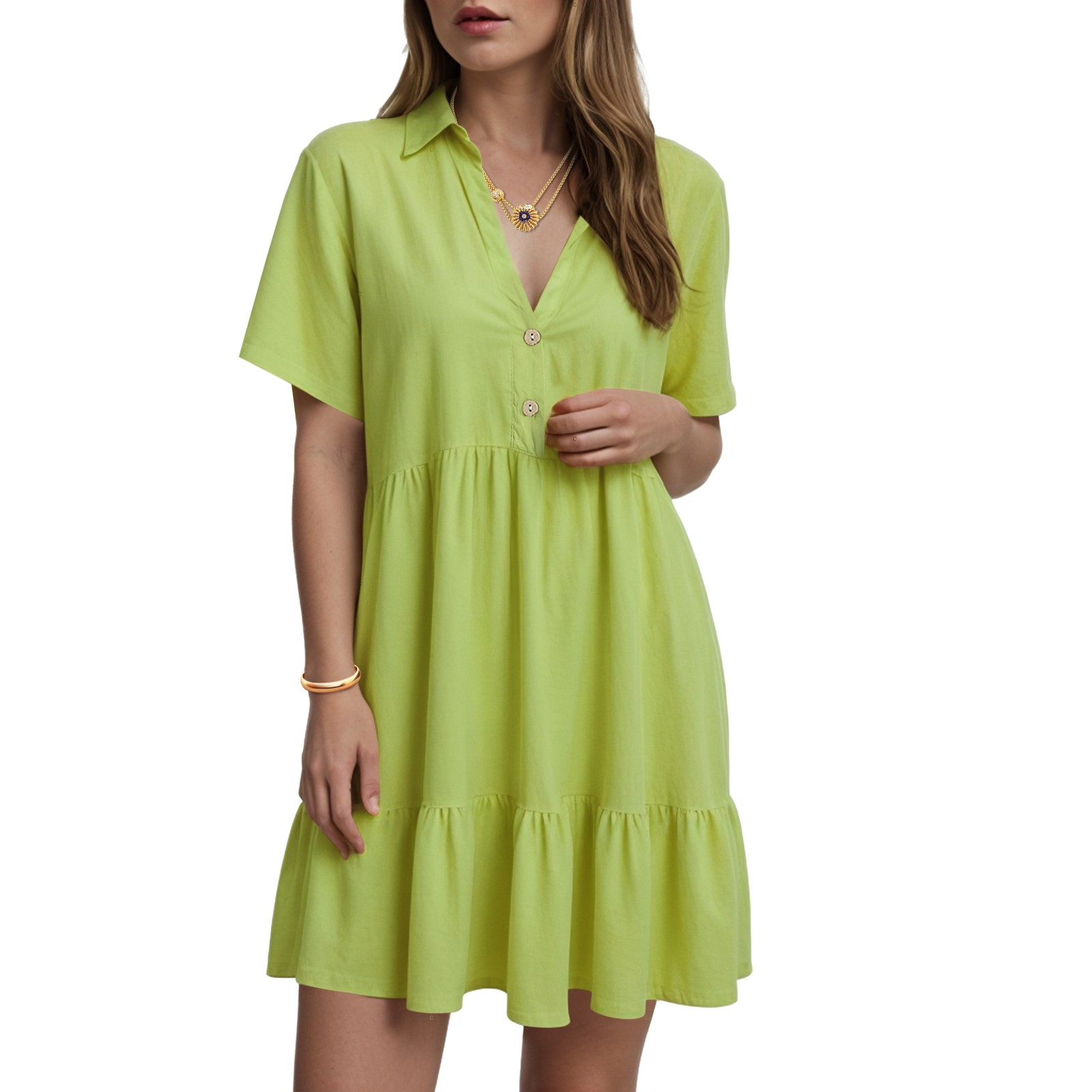 Meiodtion Dresses for Women Mini Short Sleeve Collared Spring A Line ...