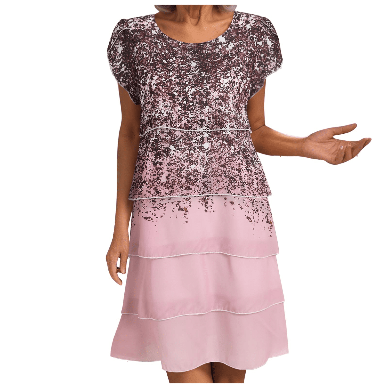 Meiodtion Dresses for Women Mini Short Sleeve Crew Neck Spring Shift ...