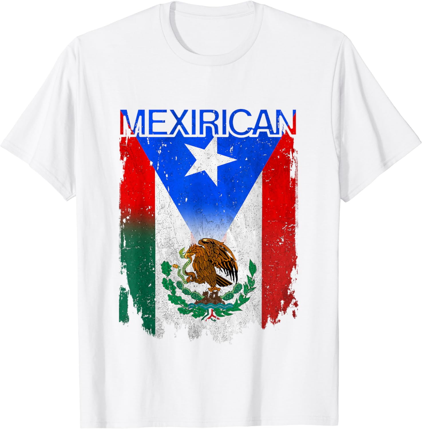 Meirican Meico Flag Puerto Rico Flag Boricua Chicano T-Shirt - Walmart.com