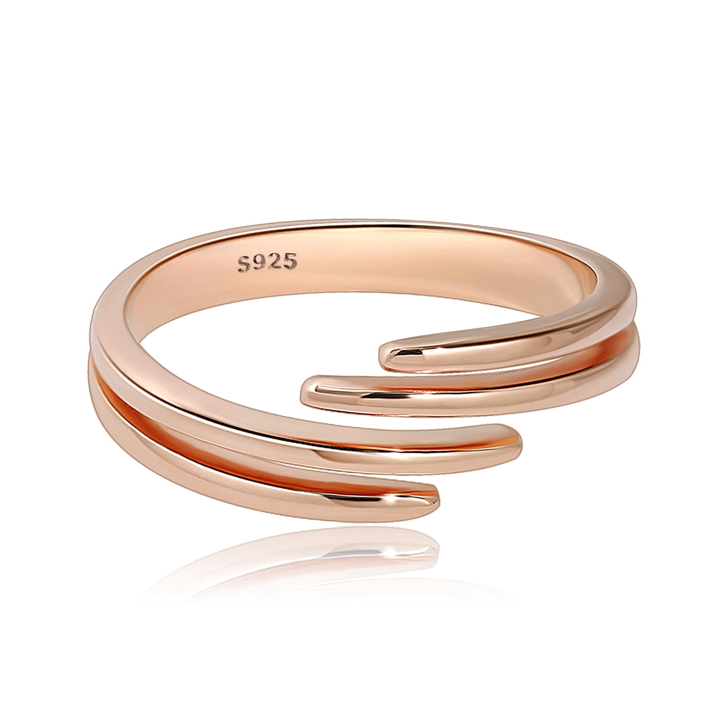 Meissa Rose Gold Tone Adjustable Wrap Band Ring with Layered Curved ...