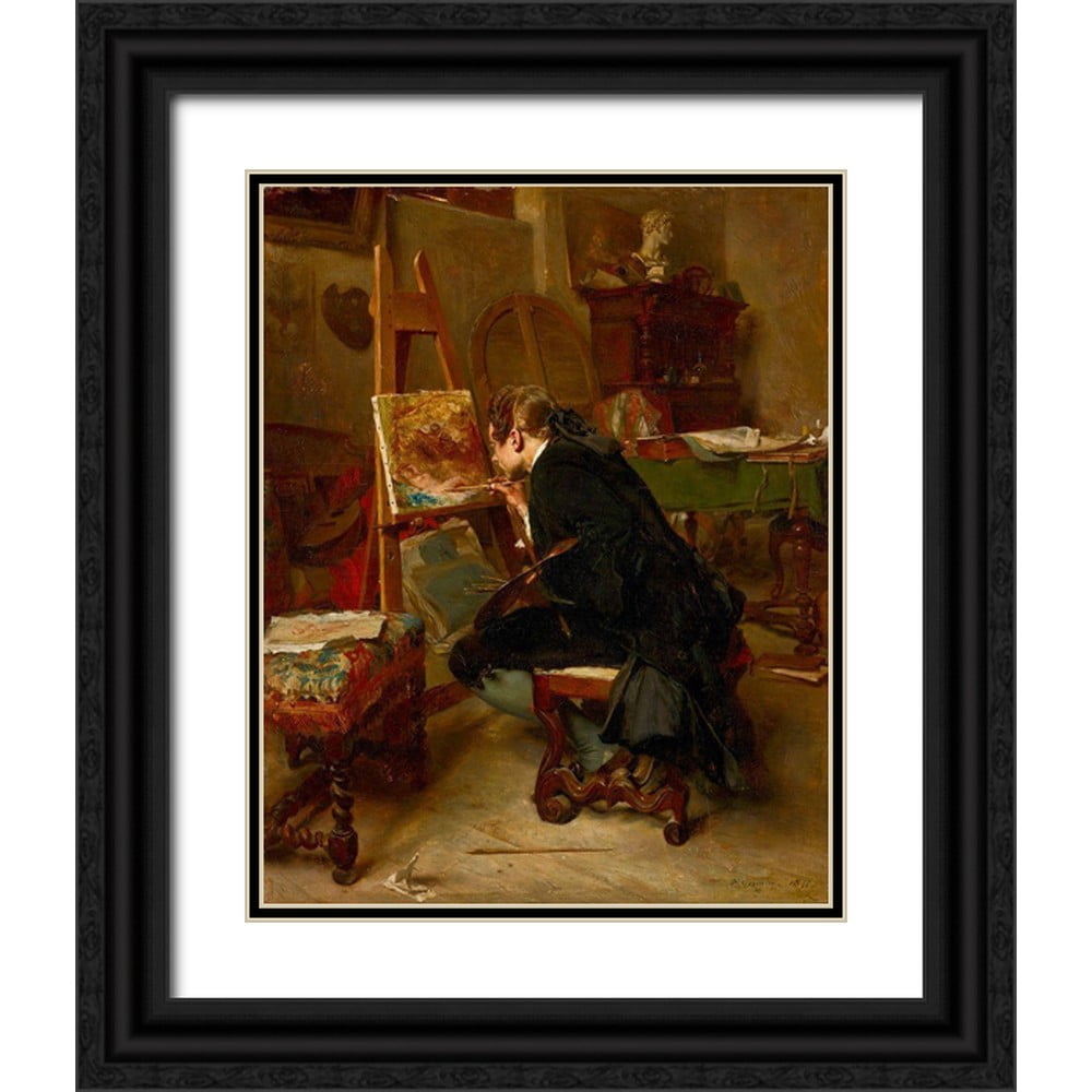 Meissonier, Ernest 12x14 Black Ornate Wood Framed with Double Matting ...