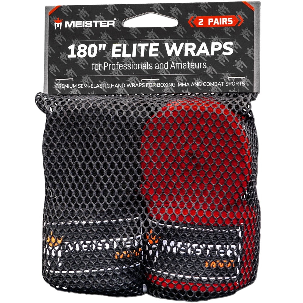 Meister ELITE 180" Premium Adult Hand Wraps for MMA & Boxing - 2 Pair ...