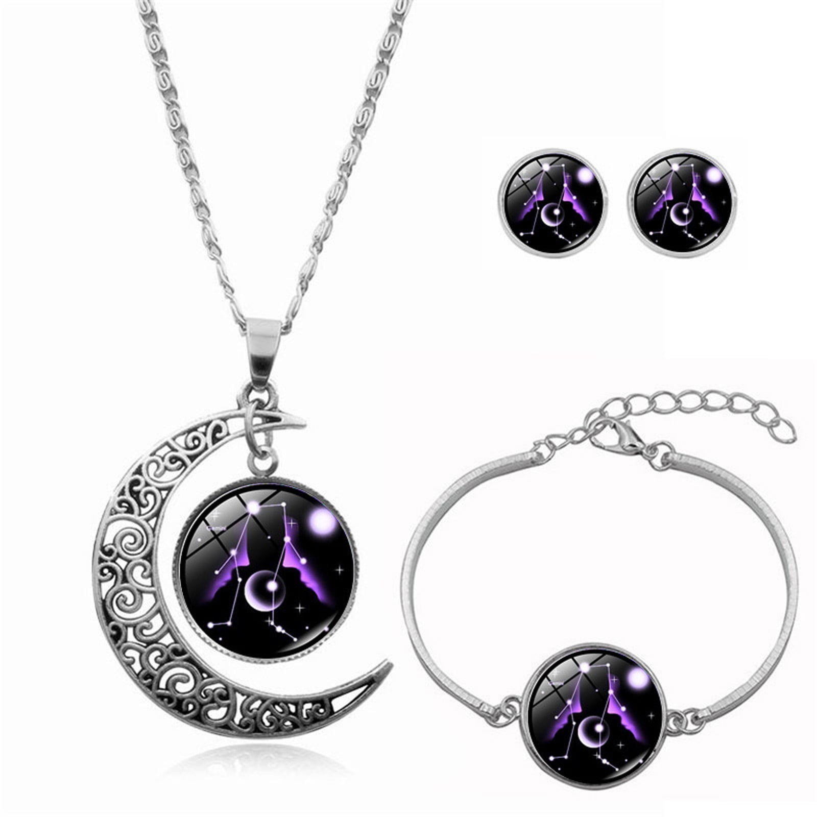 Meitianfacai 12 Constellation Necklace Earring Bracelet, Astrology ...