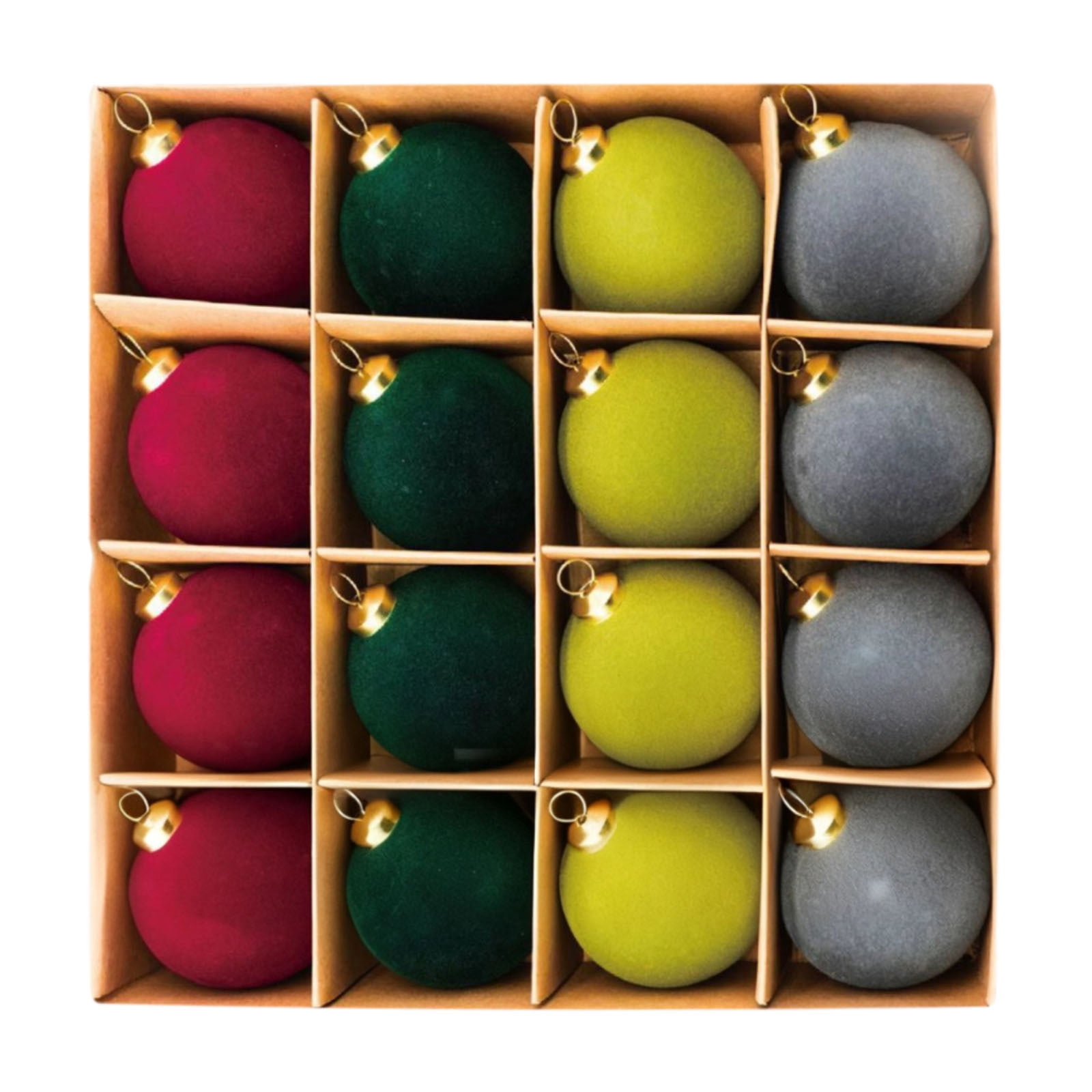 Meitianfacai 16-piece flocked Christmas ball ornament set featuring 6cm ...