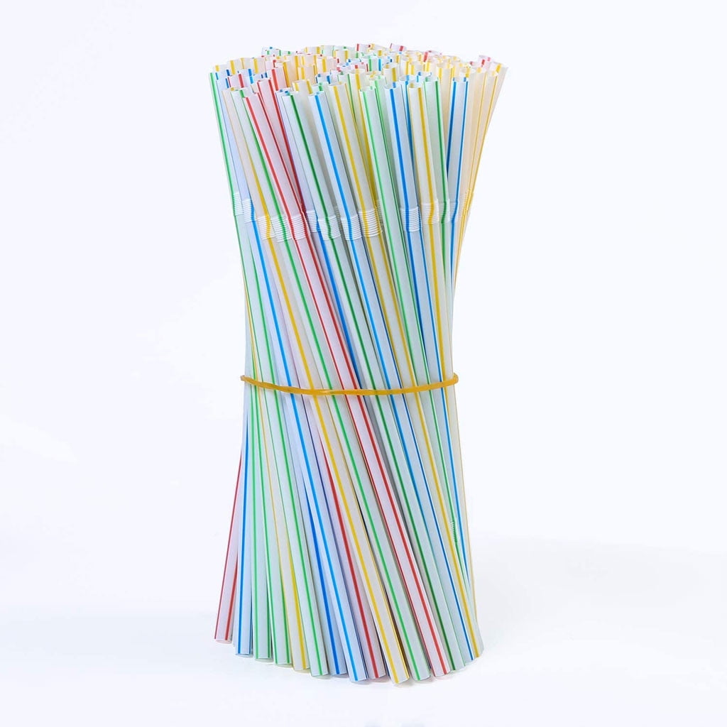 Meitianfacai 200pcs Flexible Disposable Plastic Straws, Drinking Straws ...