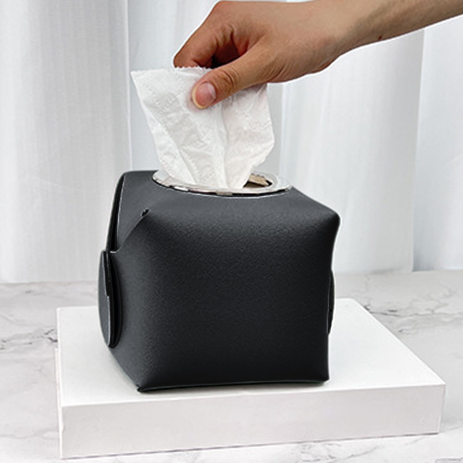 Meitianfacai 4.72x4.33x4.33in PU Leather Tissue Box Cover - Decorative ...