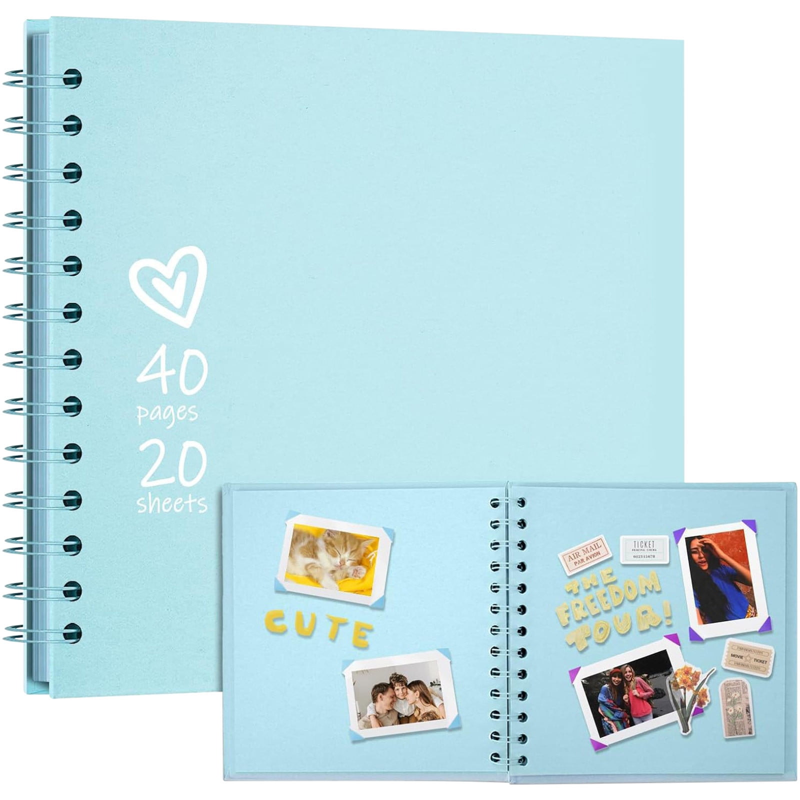 Meitianfacai 8x8 Inch Scrapbook Photo Album - 40 Pages DIY Handmade ...