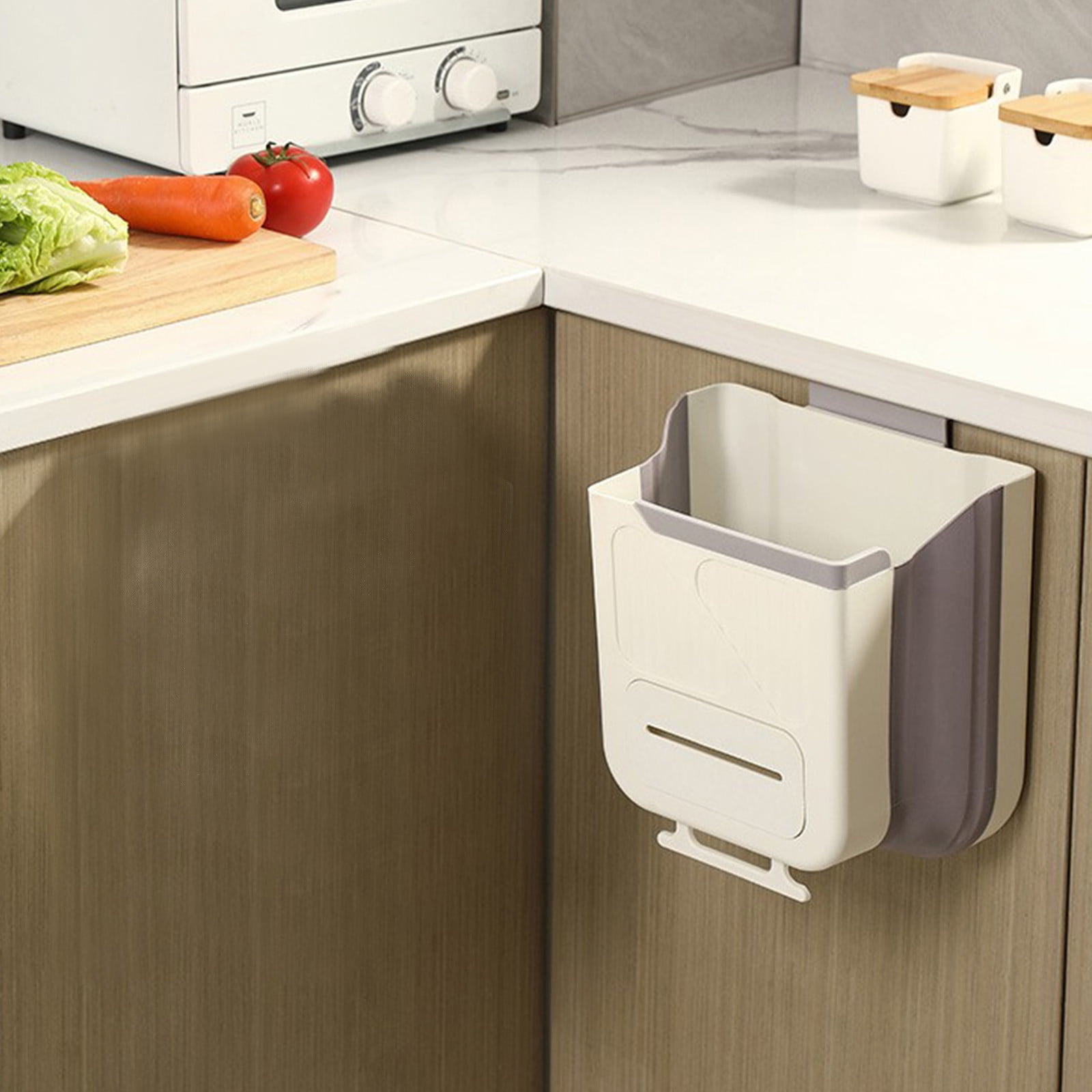 Meitianfacai Hanging Kitchen Trash Can Plastic Foldable Bin Wall ...
