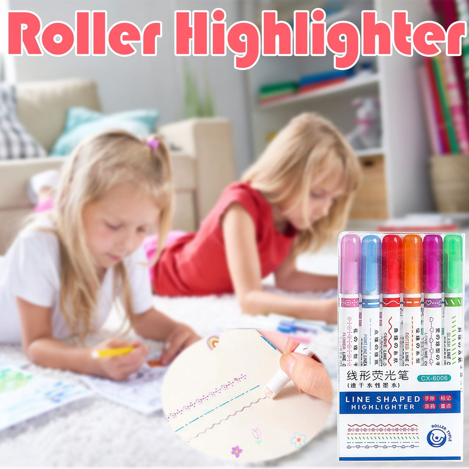 Meitianfacai Highlighters Colour Roller Pens (6 Pack) - Markers With 6 ...