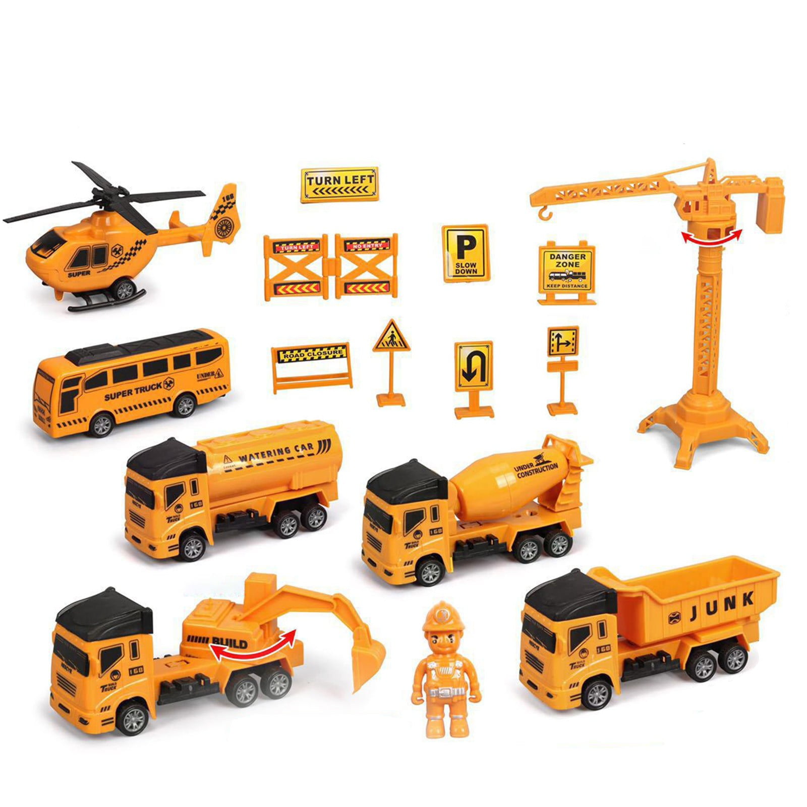 Meitianfacai Inertia Construction Toy Set,18 PCS Engineering Vehicles ...