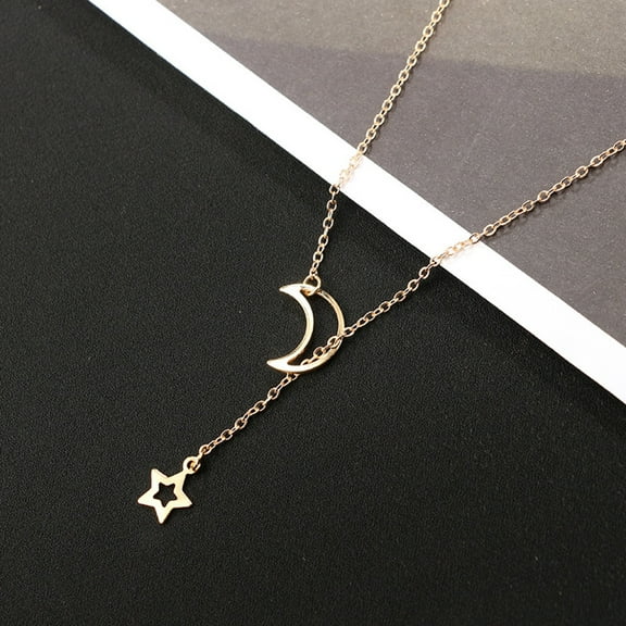 Boho Gold-Tone Moon & Star Charm Necklace - Trendy Star Jewelry & Gold ...
