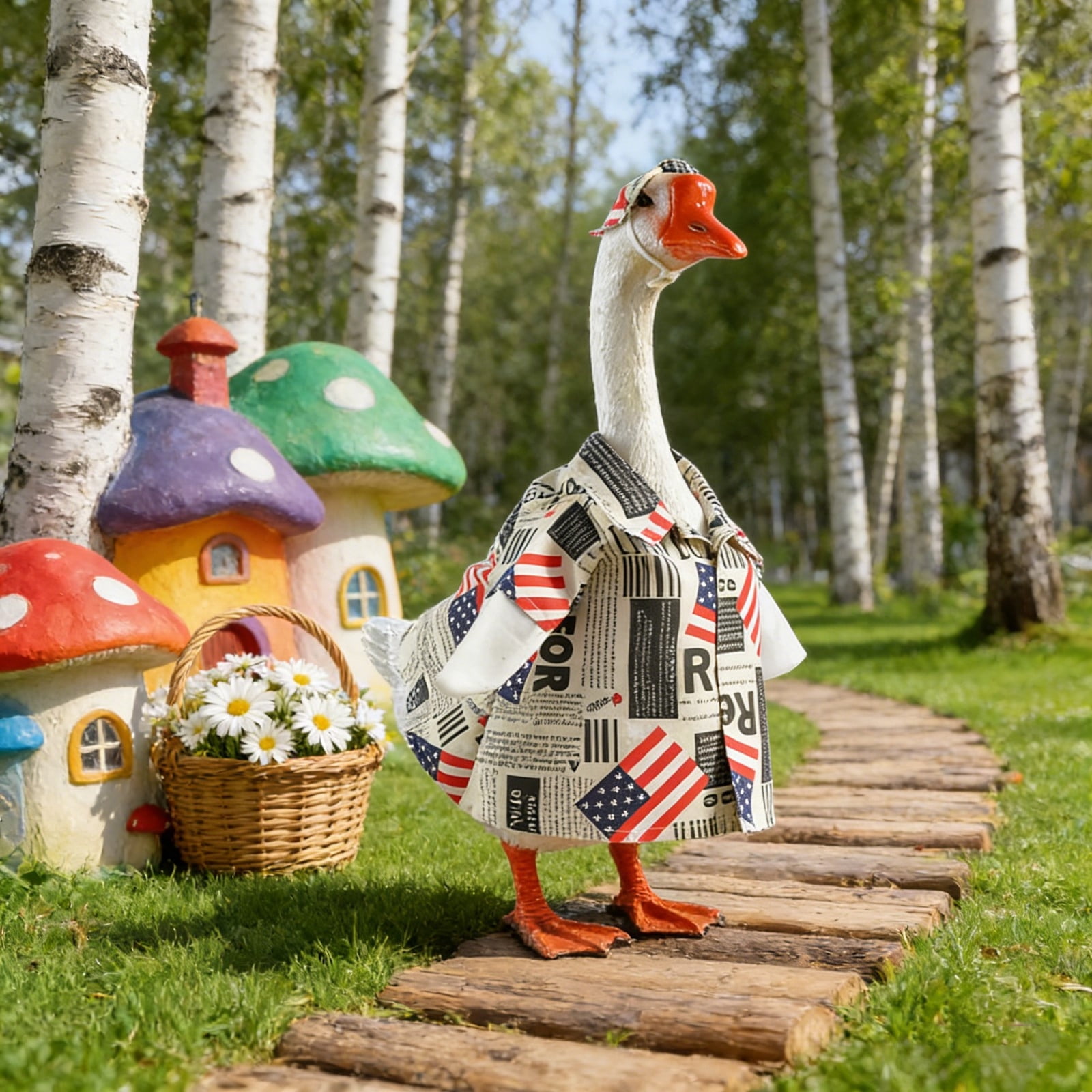 Meitianfacai Outdoor goose statue cloth set for 23-inch porch ...