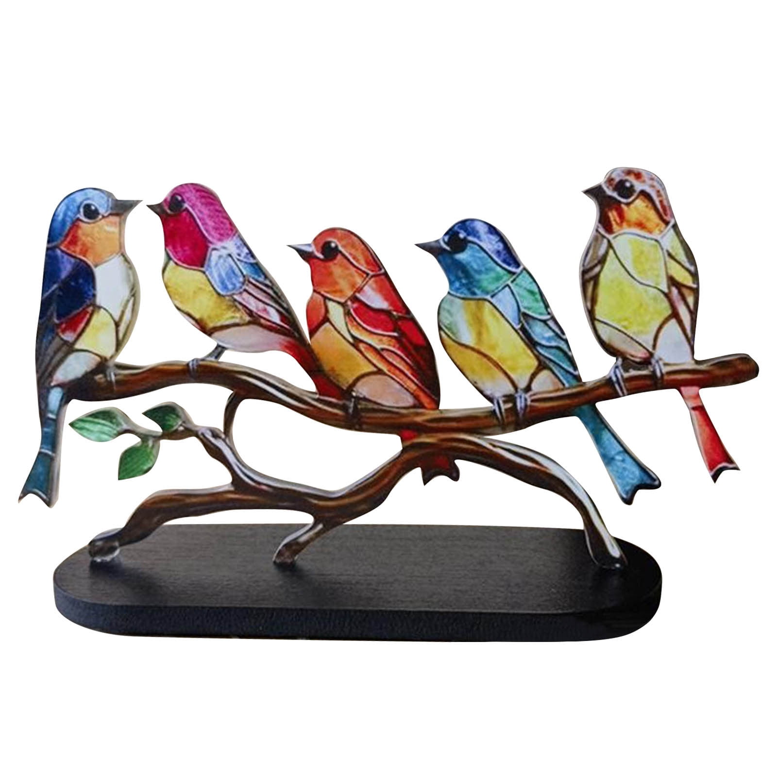 Meitianfacai Stained Birds On Branch Bird Decor Ornaments Desktop Decor ...