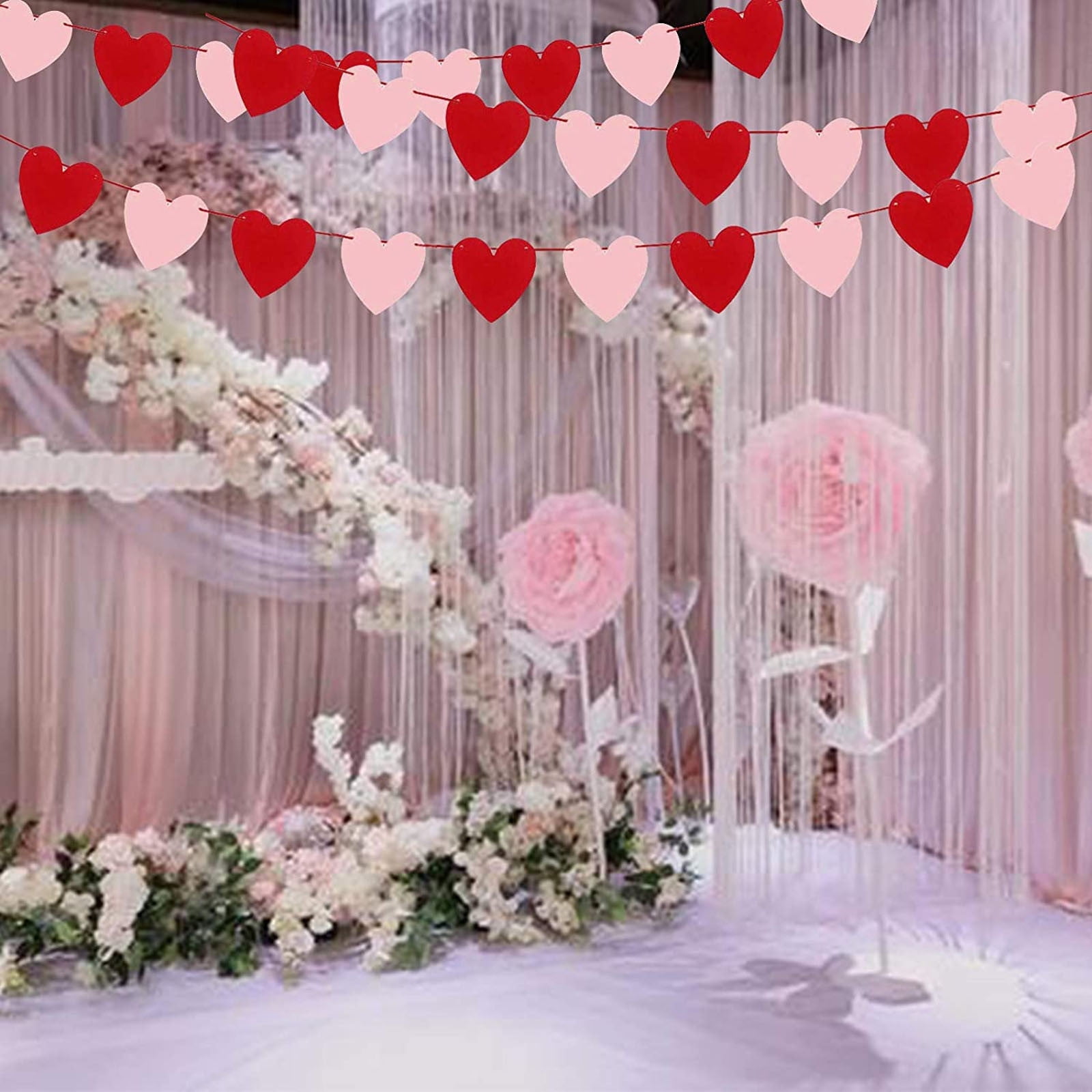 Meitianfacai Valentines Day Heart Hanging String Garlands - Valentines ...