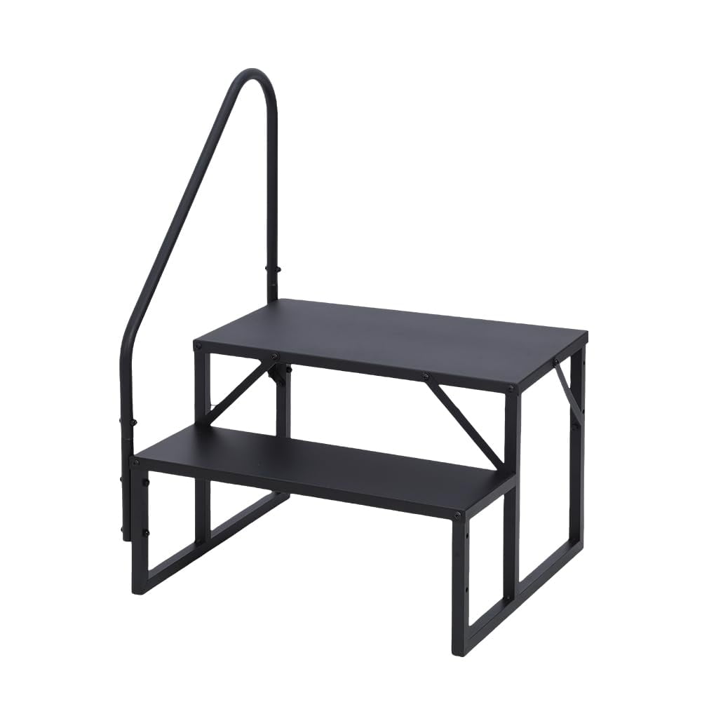 Meiyiu 2-Step Portable Stairs with Handrail Enhanced Stability 27"W x ...