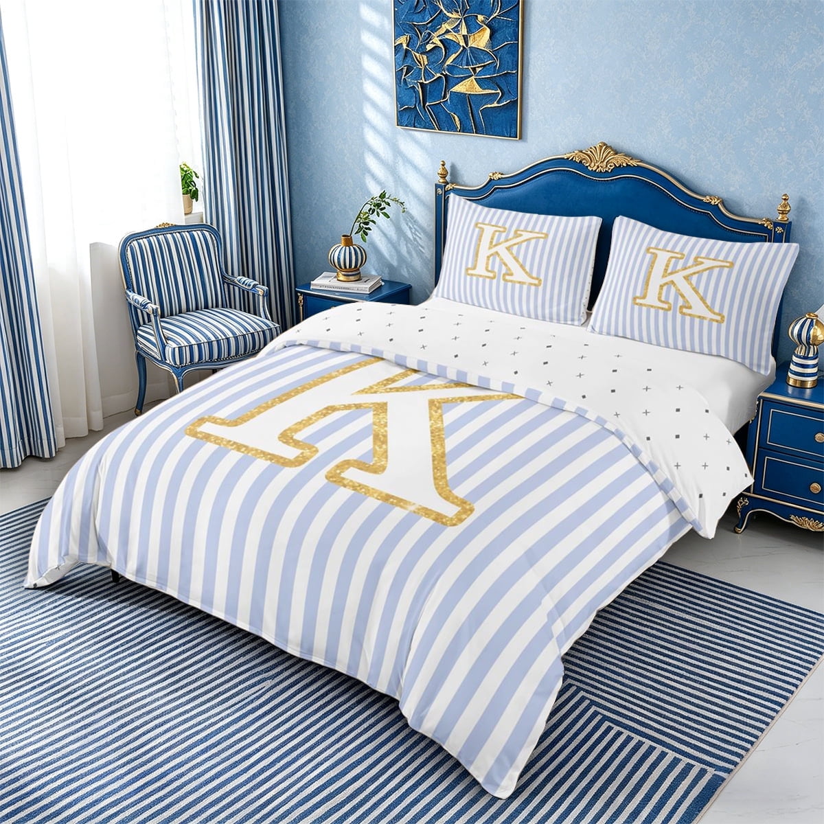 Meiyoeat Gold Glitter Letter K King Duvet Cover Set for Women Juniors ...