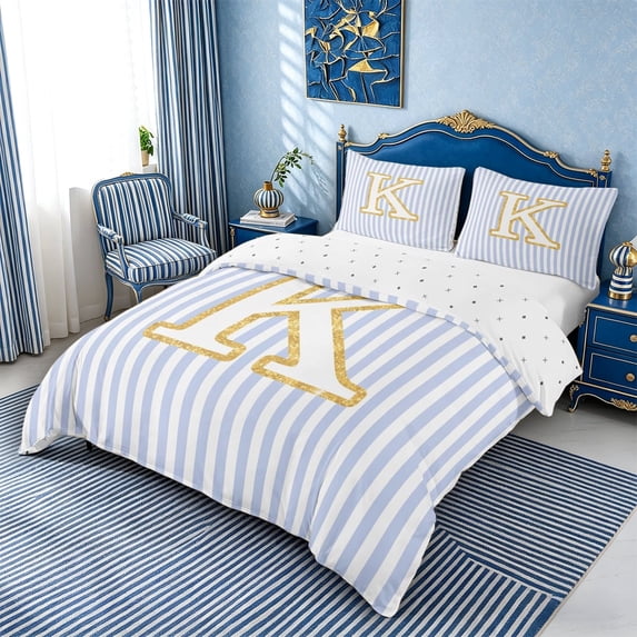 Meiyoeat Gold Glitter Letter K King Duvet Cover Set for Women Juniors ...
