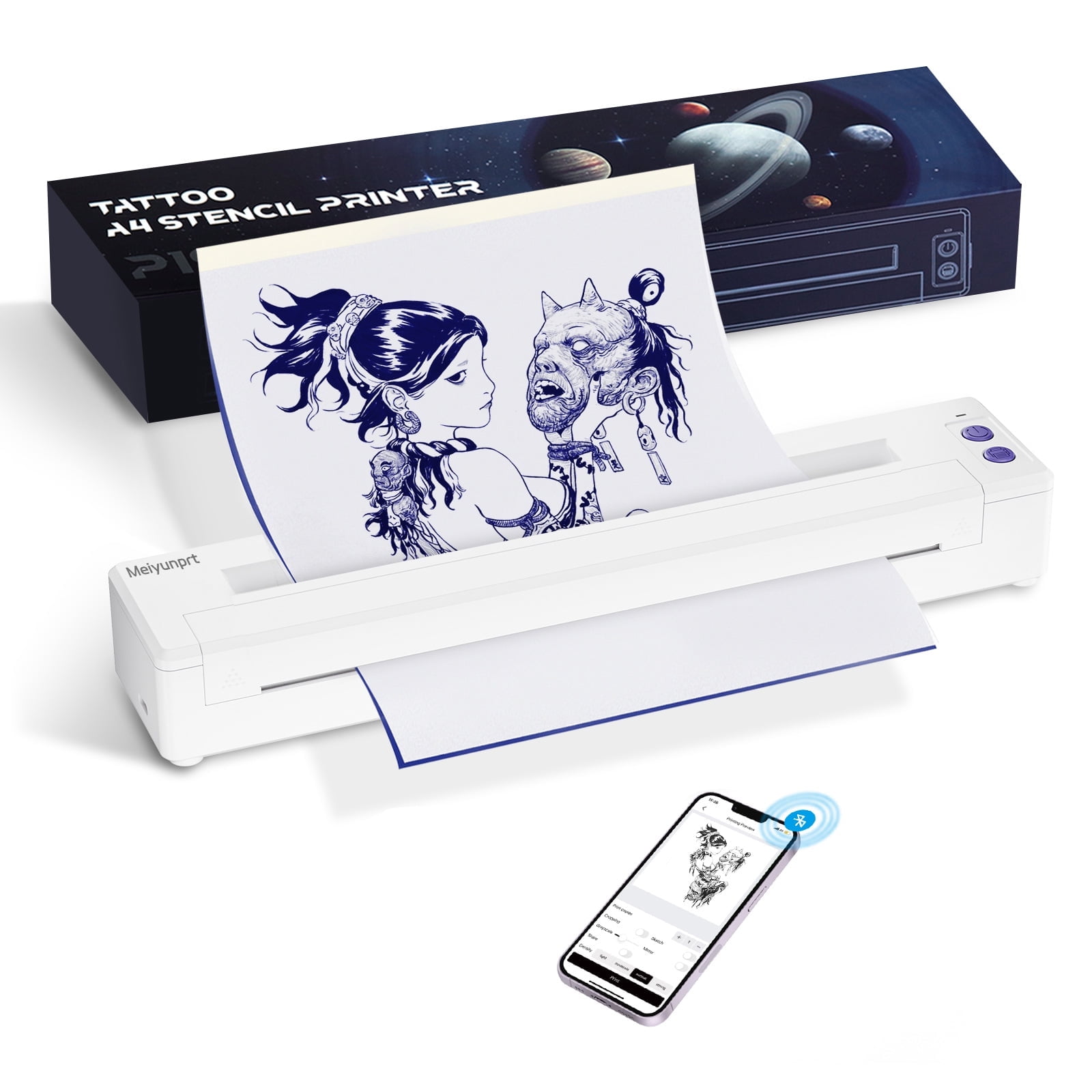 Meiyunprt Thermal Tattoo Printer Bluetooth Stencil Printer for ...